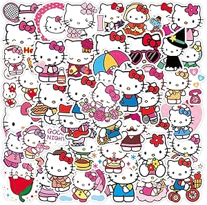 Amazon.com: 50Pcs Customized Kitty White Hello Kitty Waterproof ...