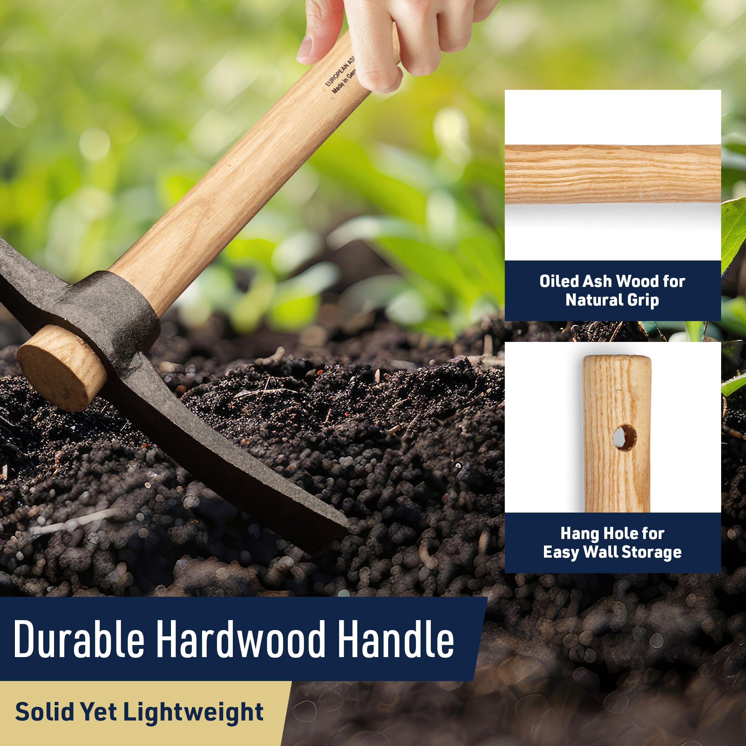 Snapklik.com : 16” Hand Pick Axe - Forged Steel Pickaxe For Digging ...