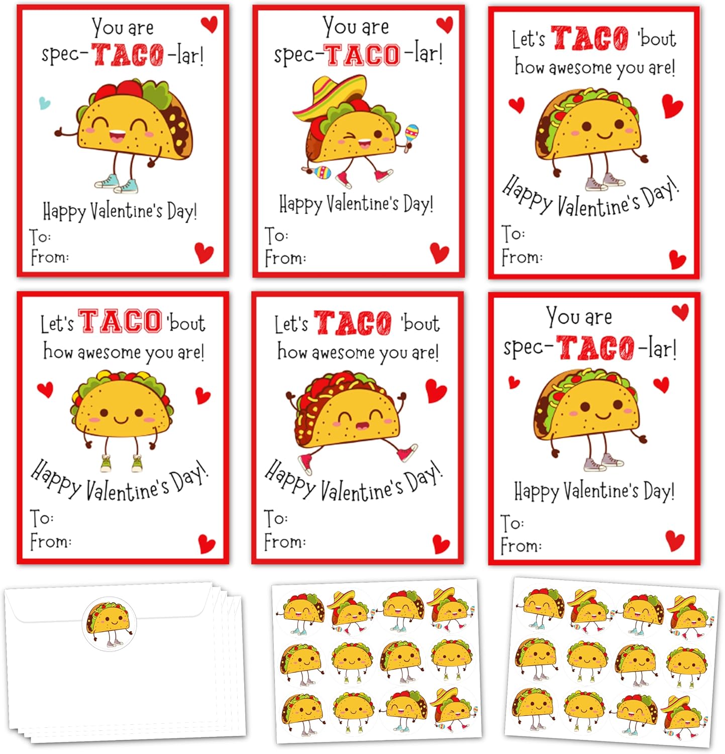 Amazon.com: Foggolight Taco Valentines Day Cards Gifts for Kids School ...
