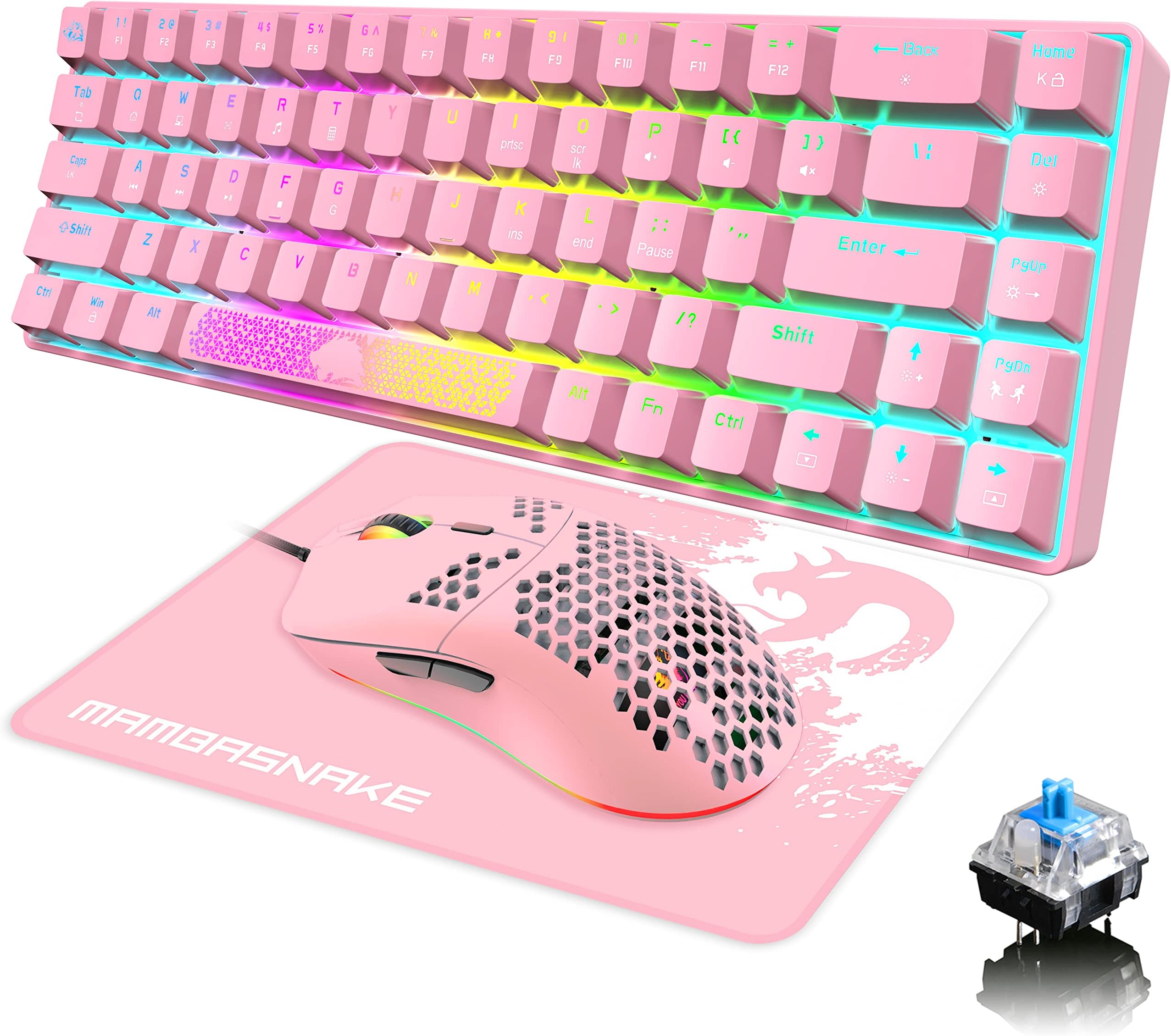 KUIYN T8 60% Mechanical Gaming Keyboard,68 Keys TKL Compact Layout Mini ...