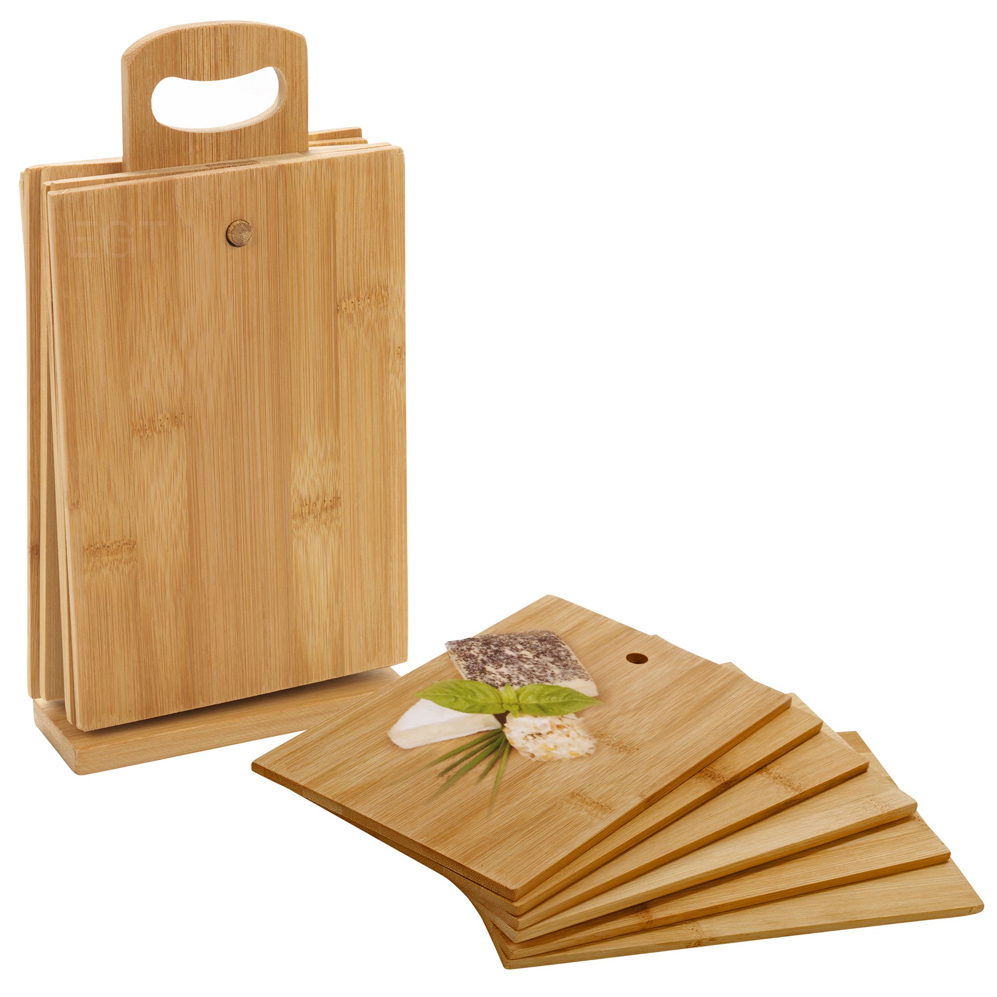 7pcs Bamboo Chopping Board Set & Stand : Amazon.co.uk: Home & Kitchen