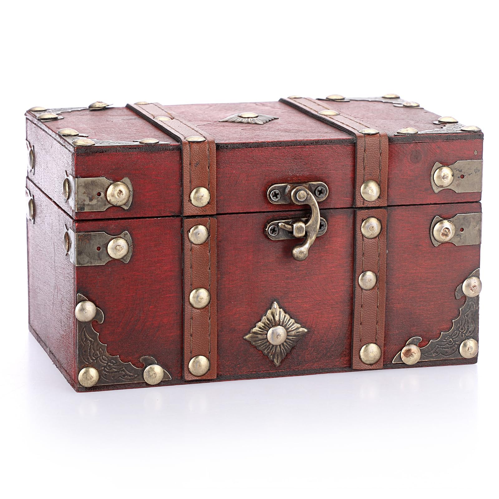 NALACAL Vintage Wood Treasure Chest Box, Decorative Treasure Storage ...