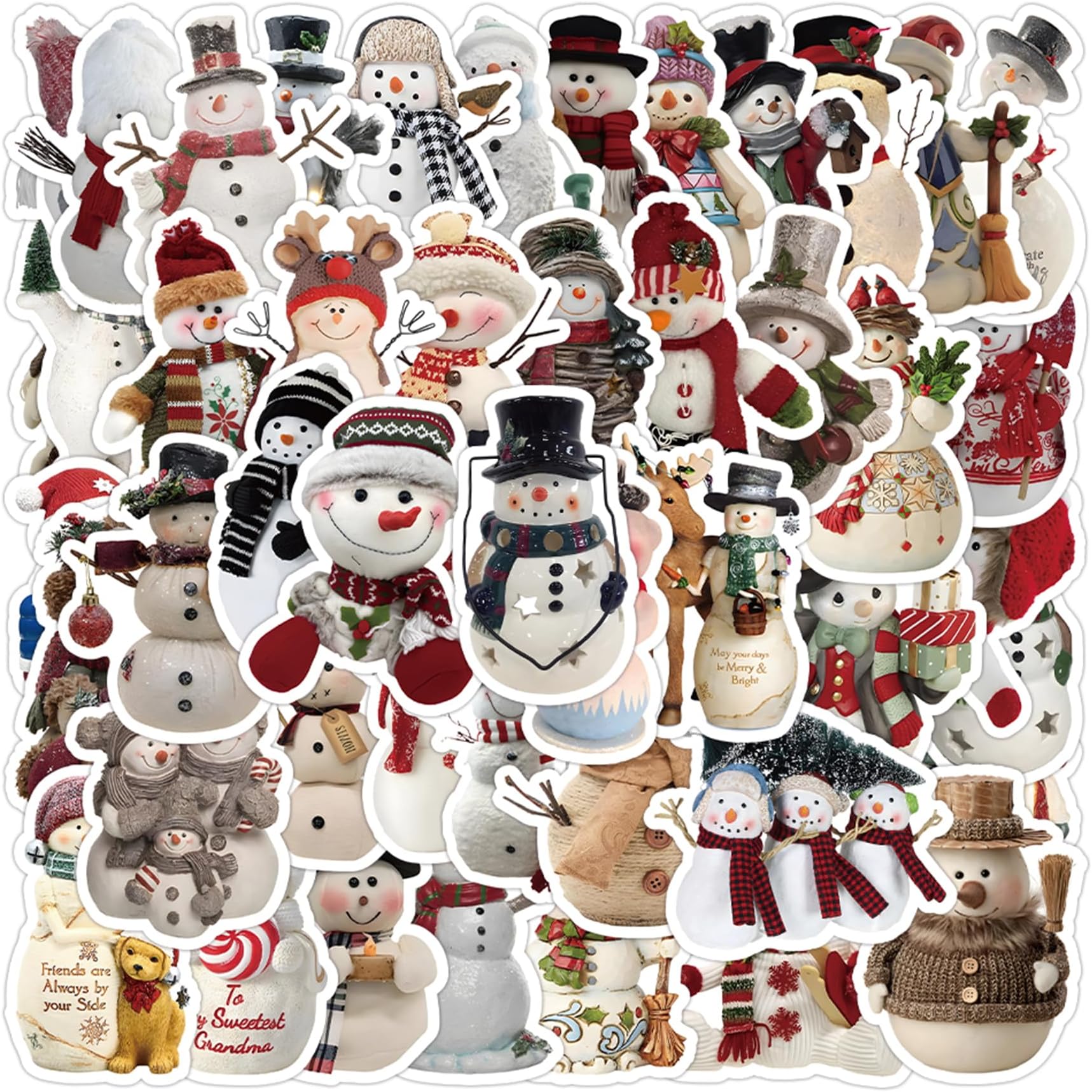 Amazon.com: 100 Pcs Snowman Stickers Waterproof PVC Christmas Stickers ...