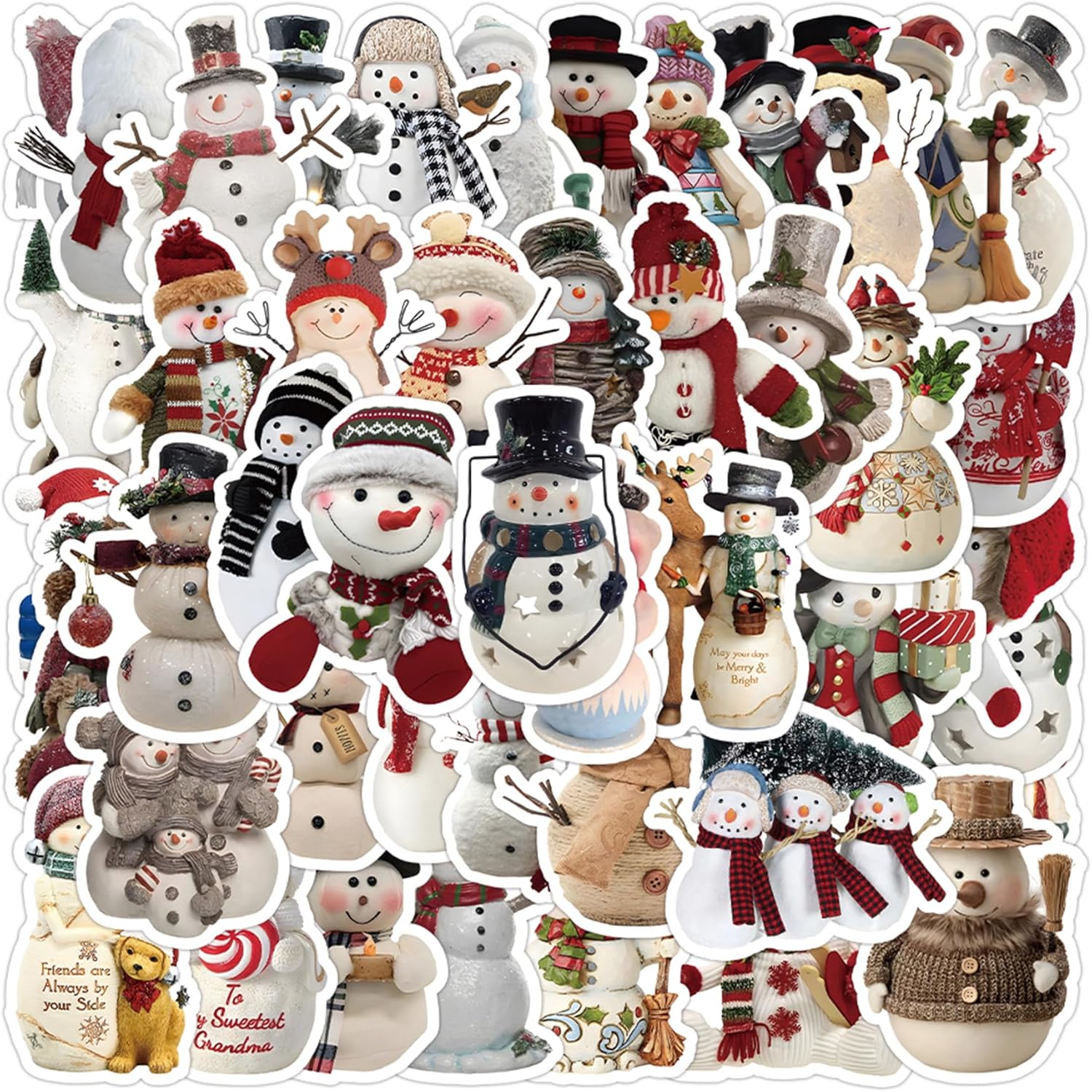 Amazon.com: 100 Pcs Snowman Stickers Waterproof PVC Christmas Stickers ...