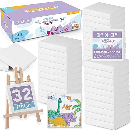 Amazon.com: ESRICH Mini Canvases for Painting, Canvas in Bulk 32Pack ...