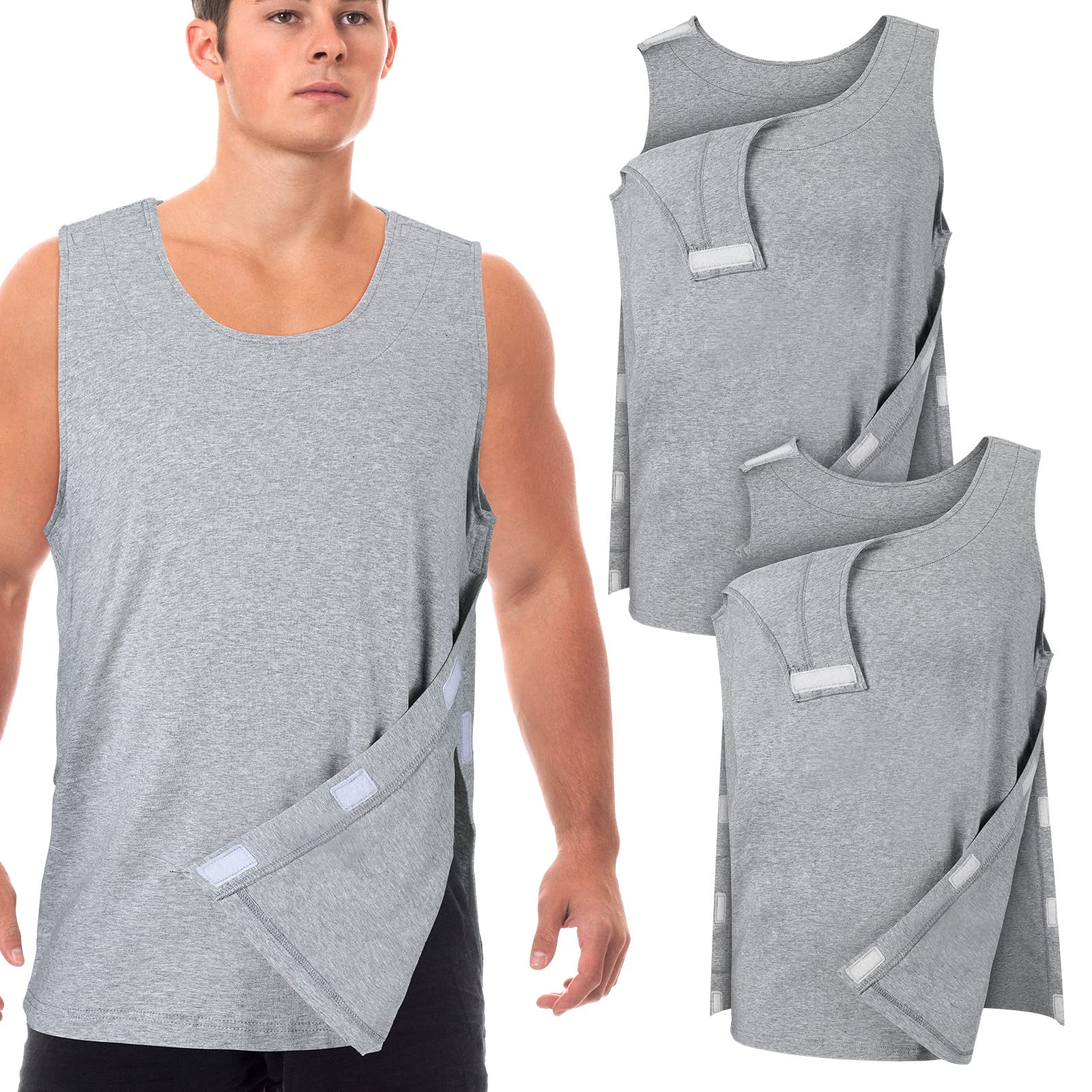 2 Pieces Post Shoulder Surgery Shirts Snap Open Tearaway Shirt Unisex ...