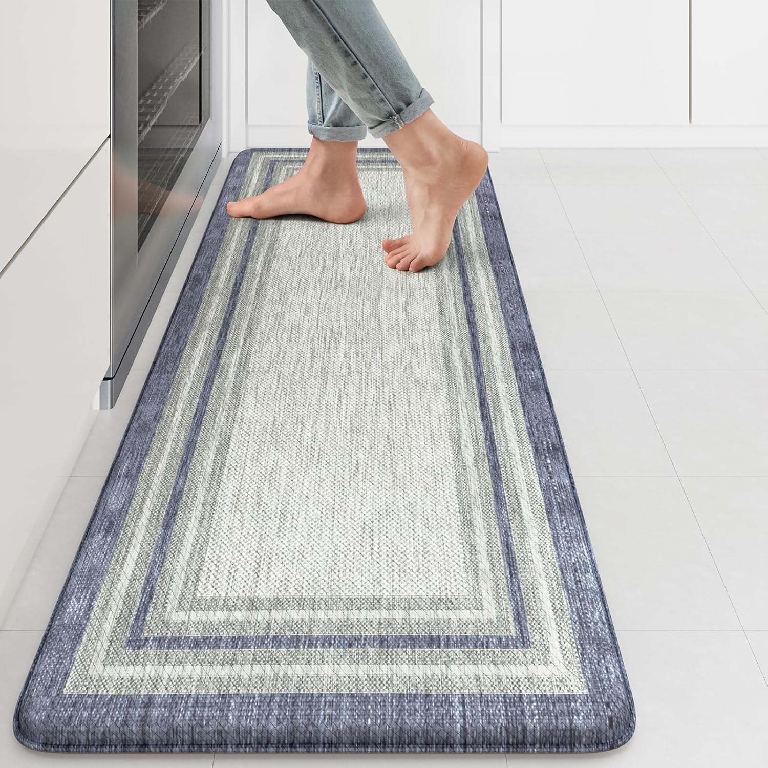 Amazon.com: KIMODE Anti Fatigue Kitchen Rugs,17.3" x 47" Blue Kitchen ...