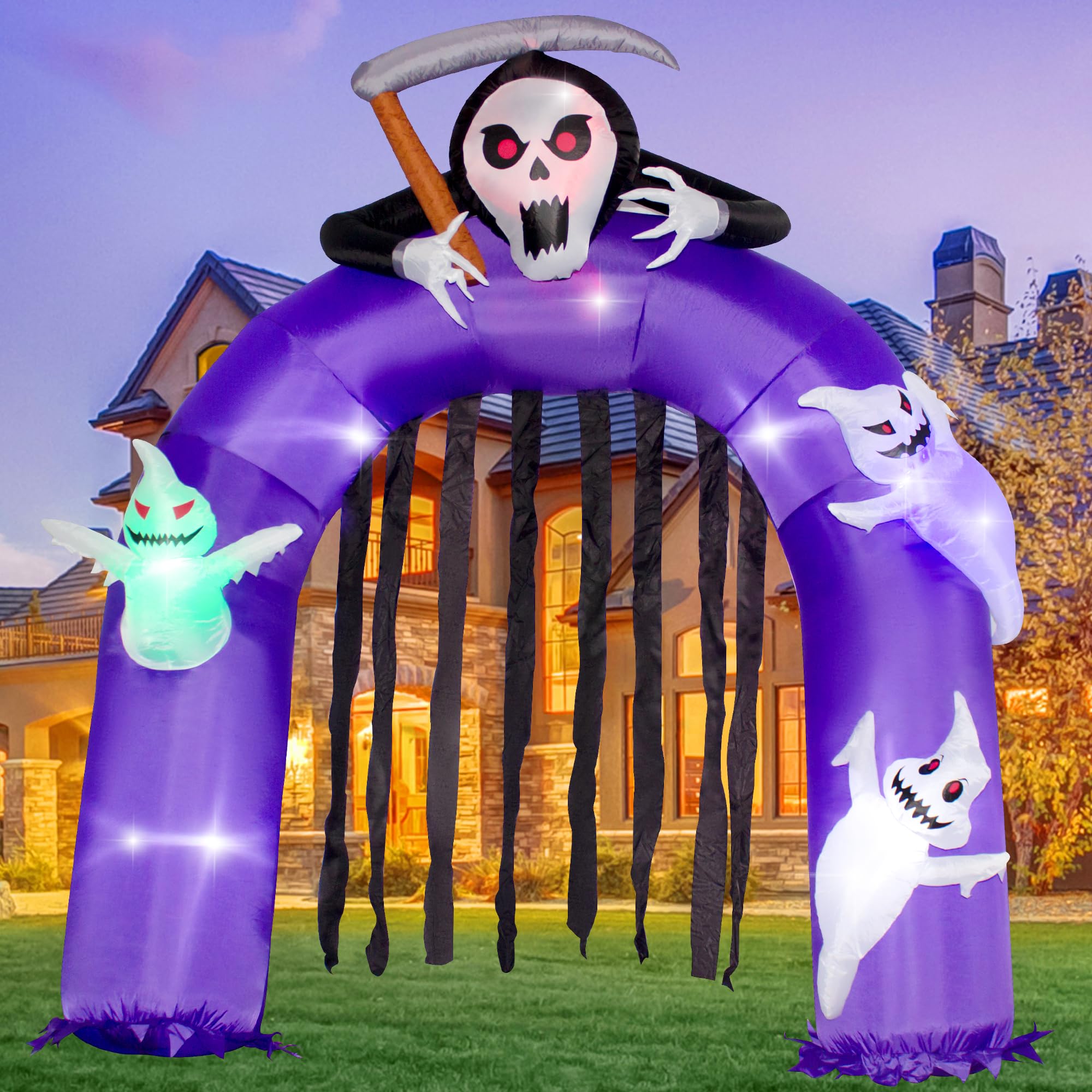 Snapklik.com : VENLOIS 8FT Halloween Inflatables Giant Grim Reaper Arch