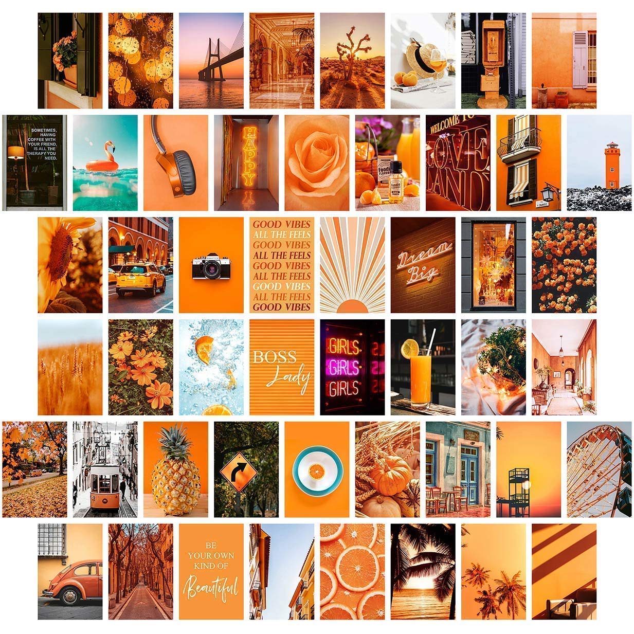 Buy Orange Wall Collage Kit Aesthetic Pictures, Bedroom Decor for Teen ...