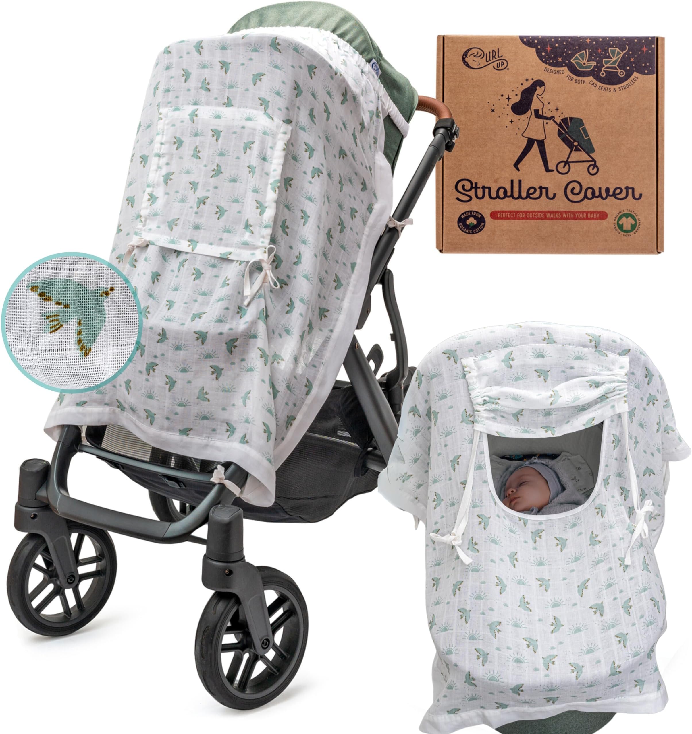 Amazon.com: Muslin Baby Car Seat Cover & Stroller Cover: 100% Organic ...