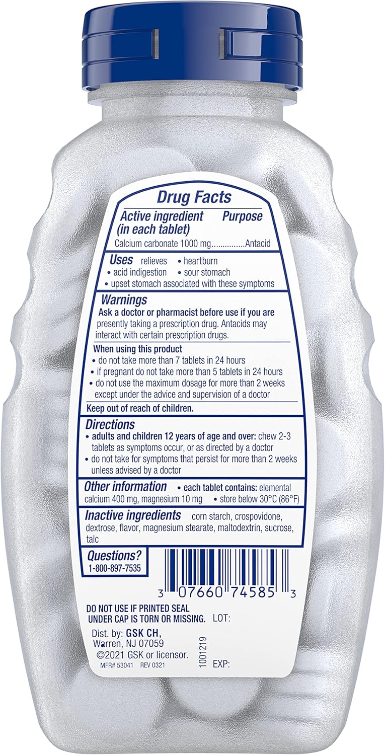 TUMS Tabletas antiácidas masticables ultra fuertes para aliviar la ...