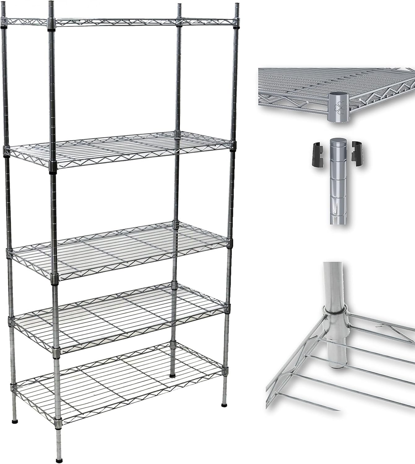 TheWhiteWater - 5 Tier Metal Storage Shelves Rack Storage Shelf Kitchen ...