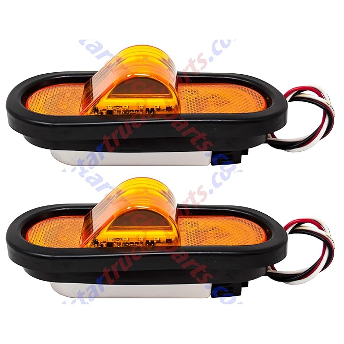 Buy Qty 2 6" Mid Turn Signal Amber Marker Light Rubber Mount 18 LED w ...