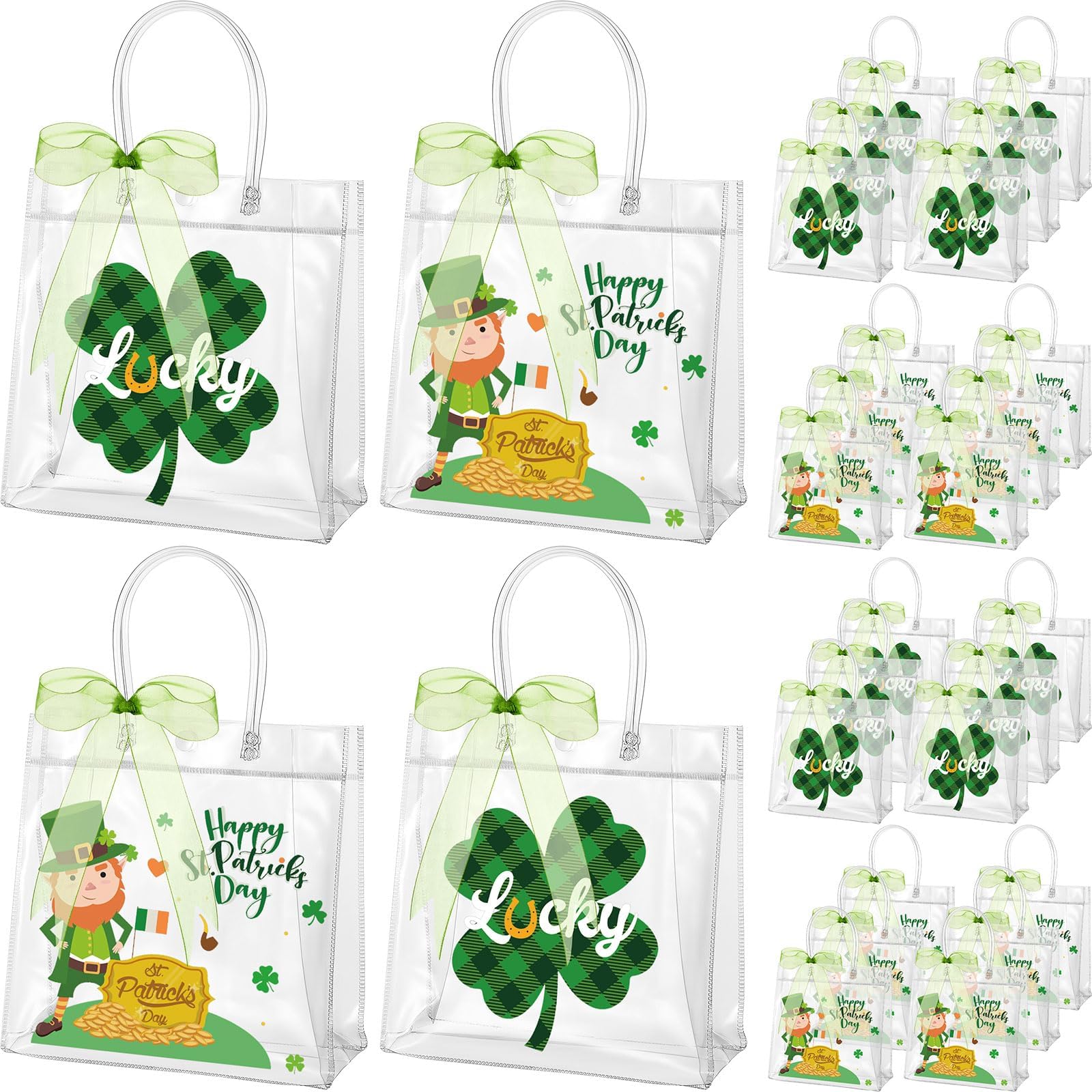 Amazon.com: Henoyso 24 Pcs St. Patrick's Day Clear Gift Bags Plastic ...