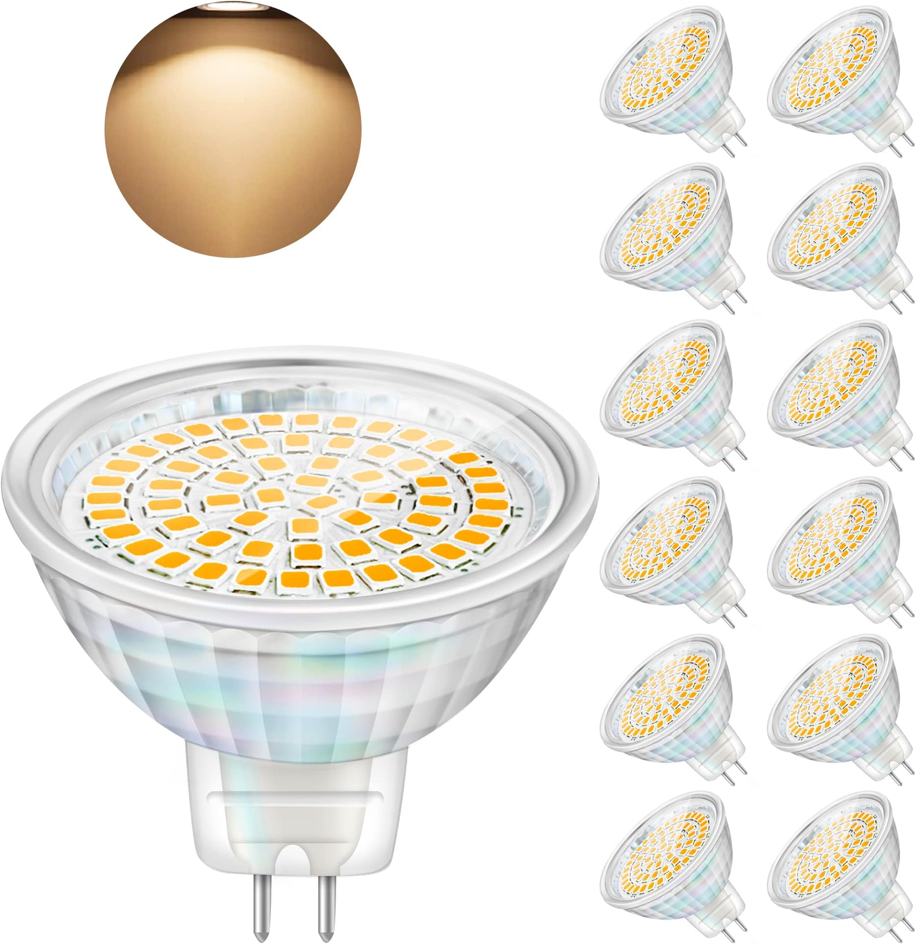 Bombubilla Ampoule LED GU5.3, MR16 LED 12V 5W Equivalent à 50W Lampe Halogène Blanc Chaud 3000K ...