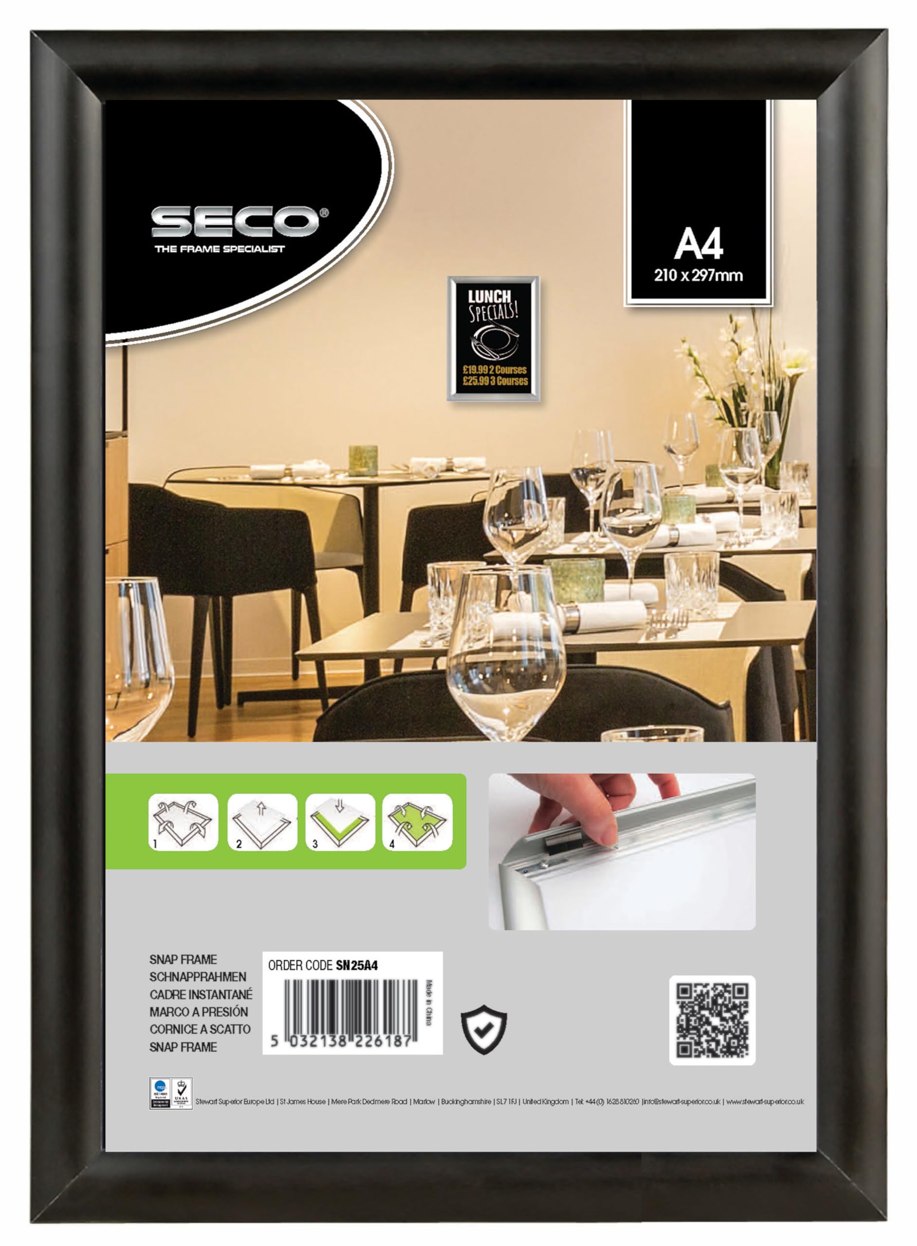 Stewart Superior A4 Aluminium 4 Sided 25mm Front Loading Picture/Poster ...