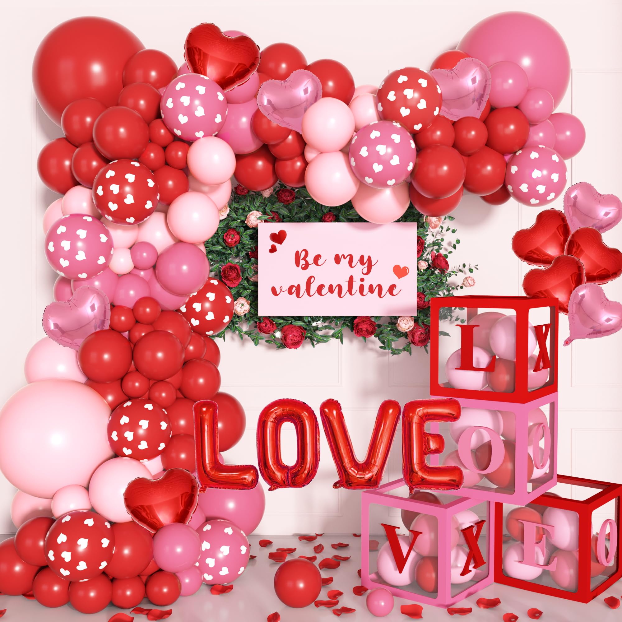 Amazon.com: Ouddy Life Valentines Day Balloons Arch Garland Kit, 164Pcs ...