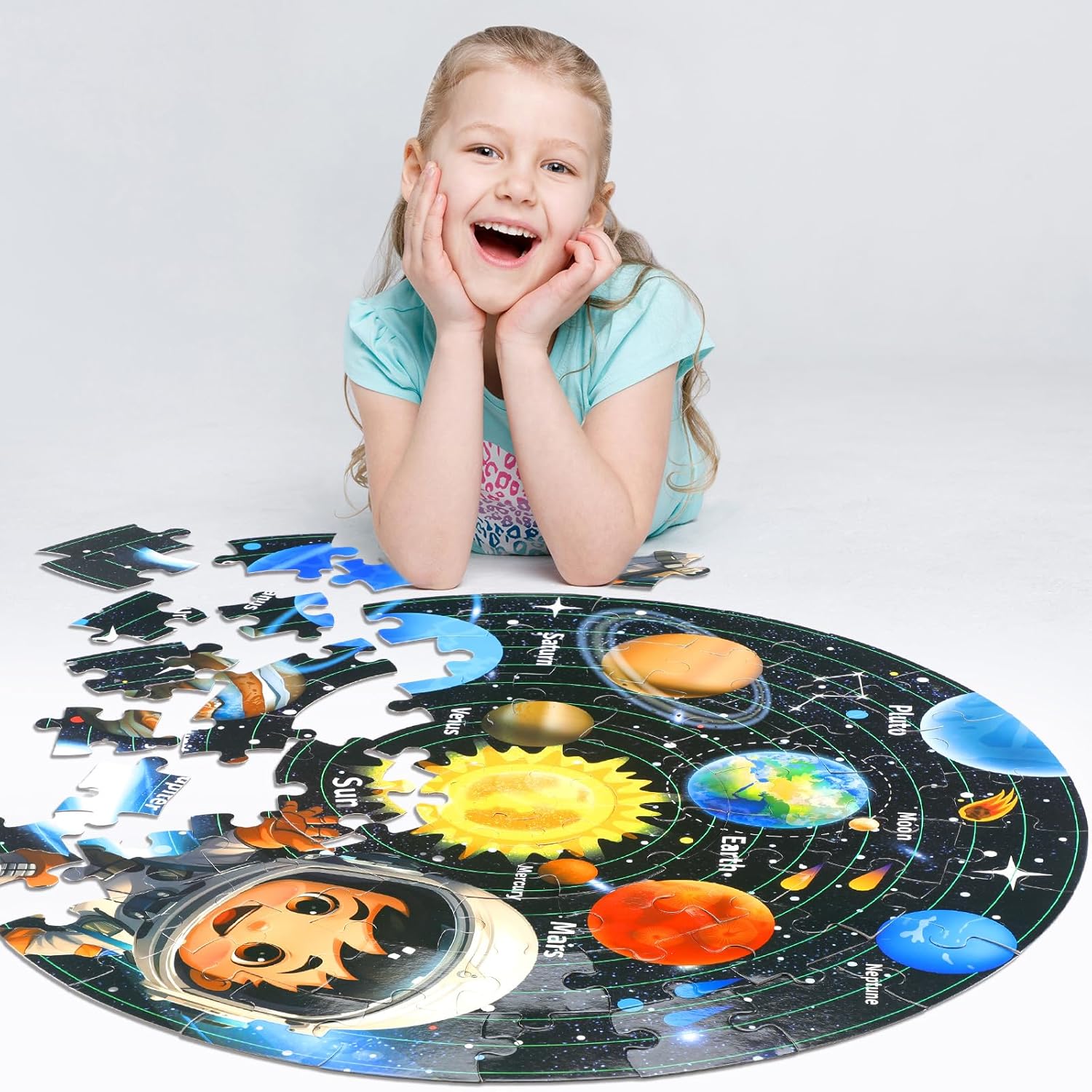 Amazon.com: Hollowfly Solar System Puzzles Large 70 Piece Round Floor ...