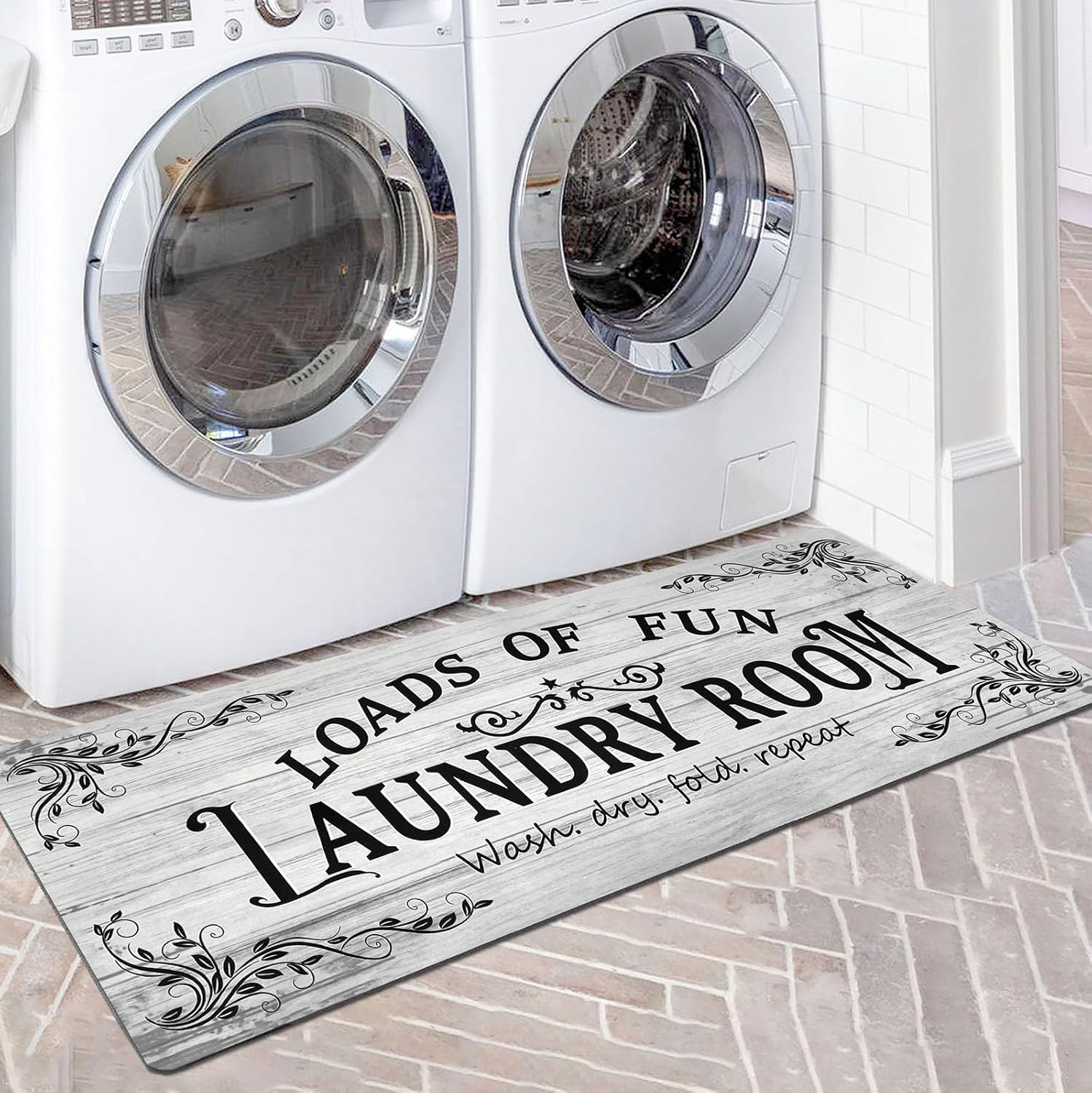 Amazon.com: Lansny Laundry Room Rug Runner 20"x48" Non Slip Waterproof ...