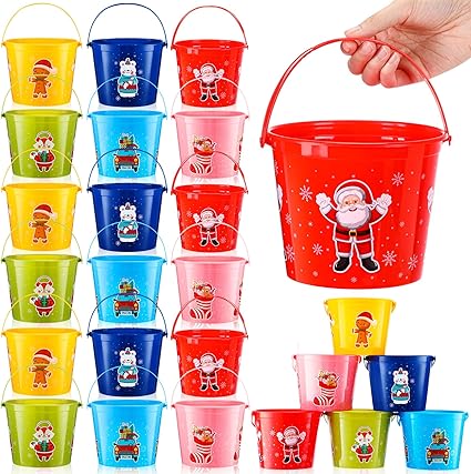 Amazon.com: Sliner Christmas Plastic Buckets with Handles 5.71 x 4.53 x ...