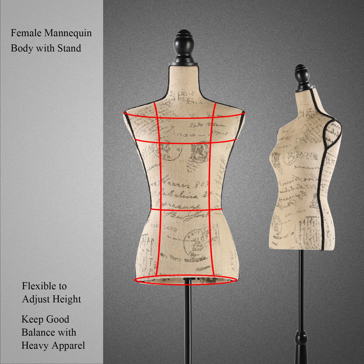 Snapklik.com : Female Mannequin Adjustable Dress Form-Large Torso ...