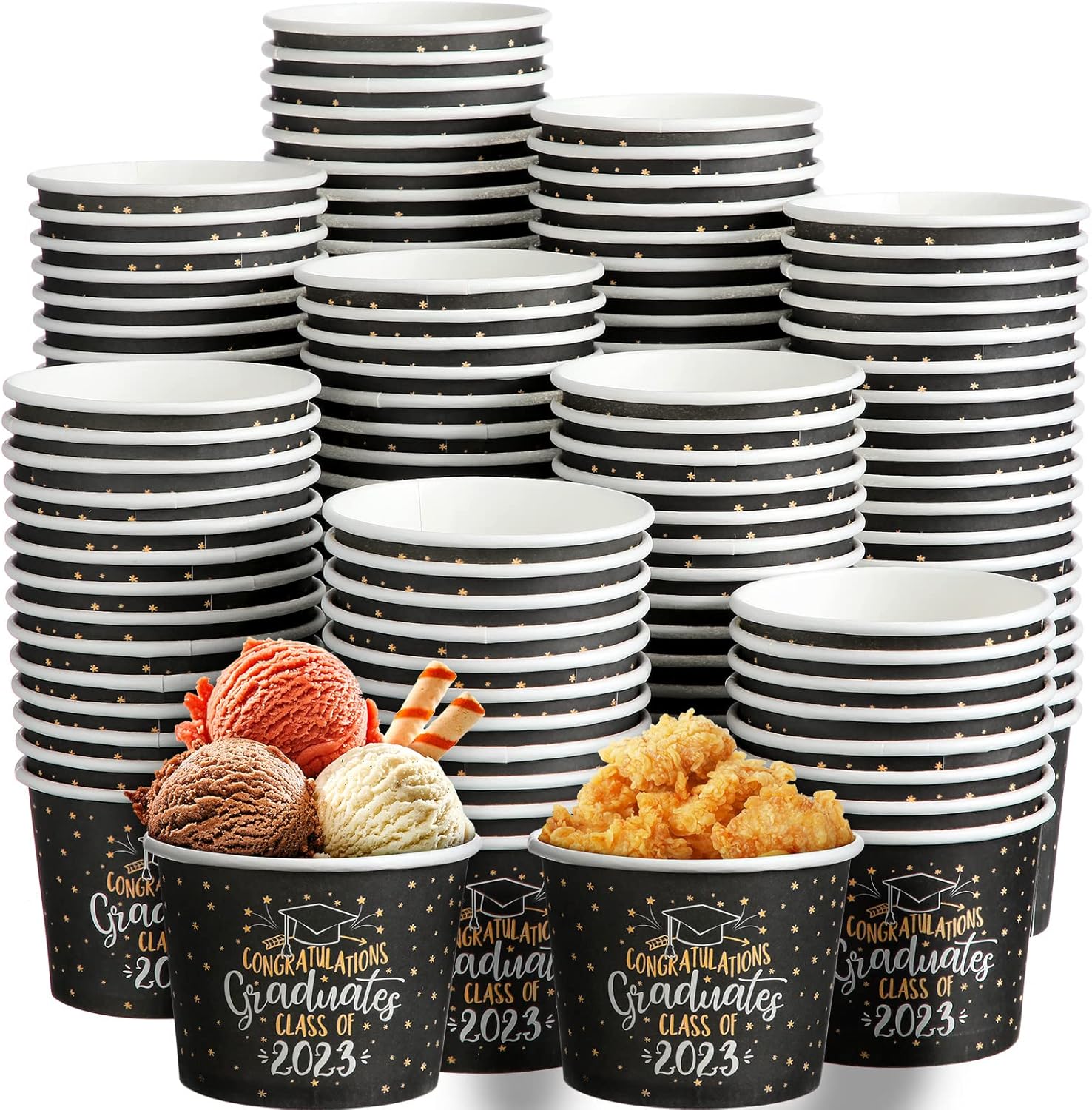 Amazon.com: Nuenen 150 Pack Graduation Ice Cream Cups 5 oz Congrats ...