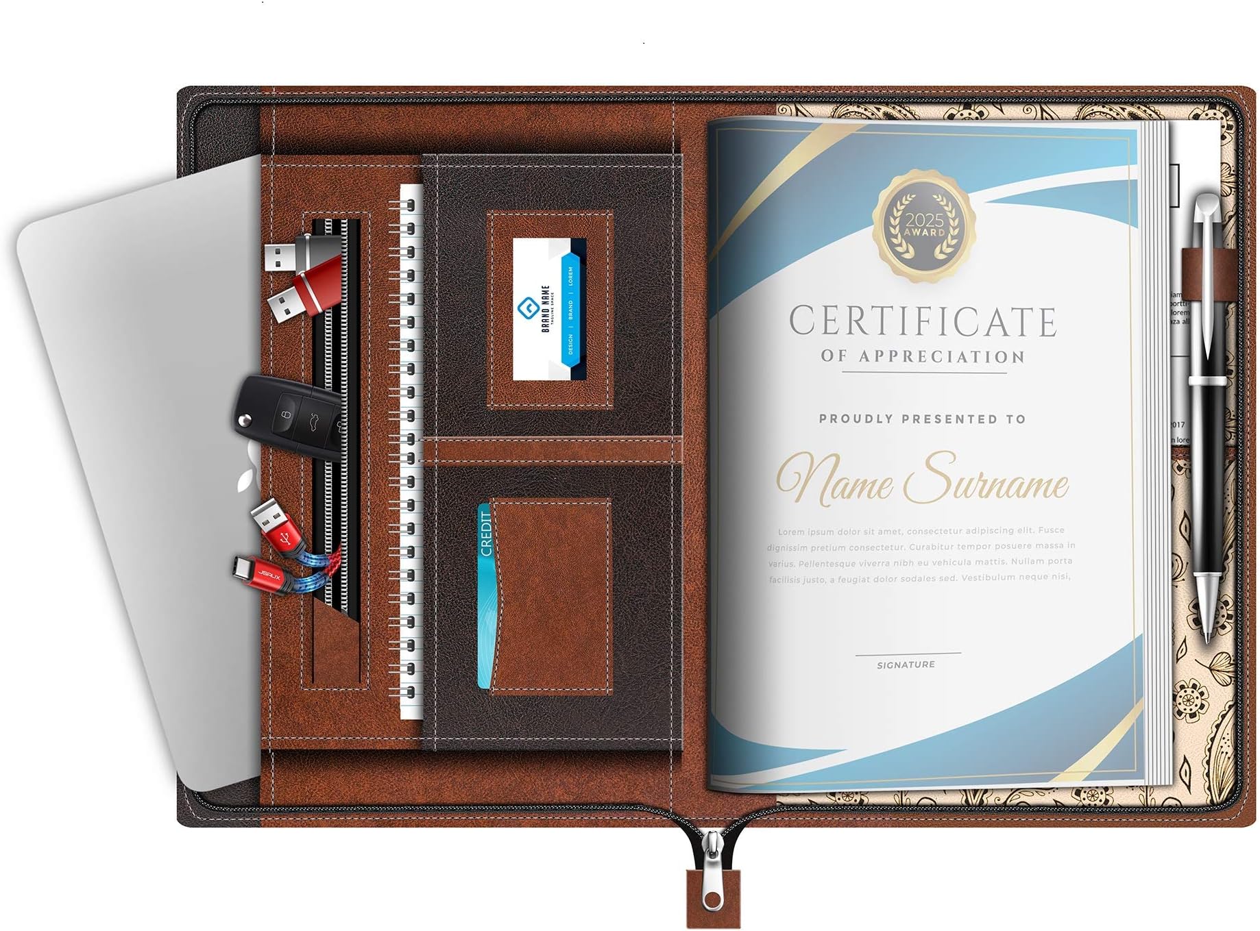 TULMAN PU Leather Multipurpose 40 Sleeve Document File Folder Executive ...