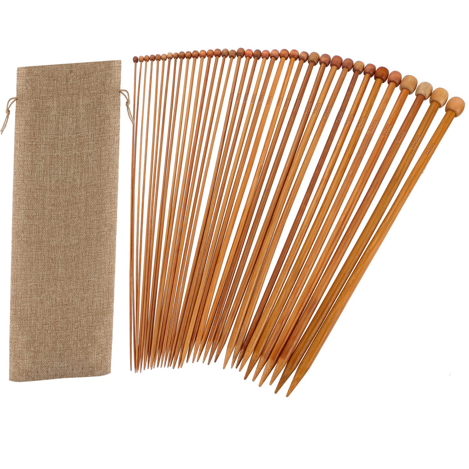 Amazon.com: 14 Inch Bamboo Knitting Needles Set, BENBO 18 Pairs Single ...