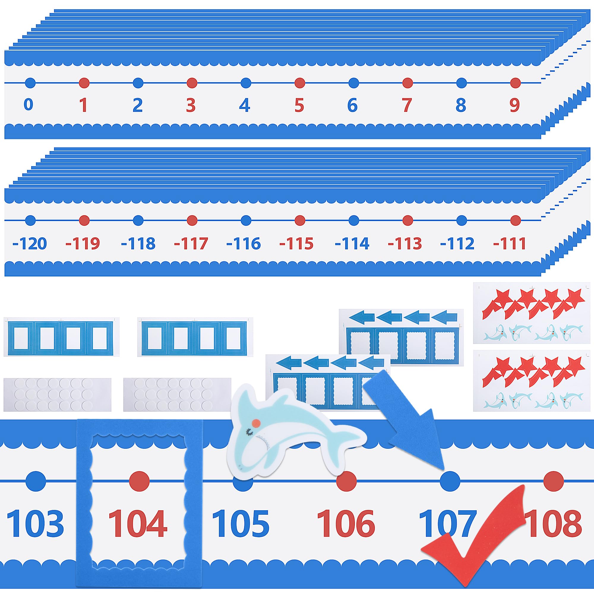 Amazon.com: codree -120 to 120 Number Line for Classroom Wall- Color ...