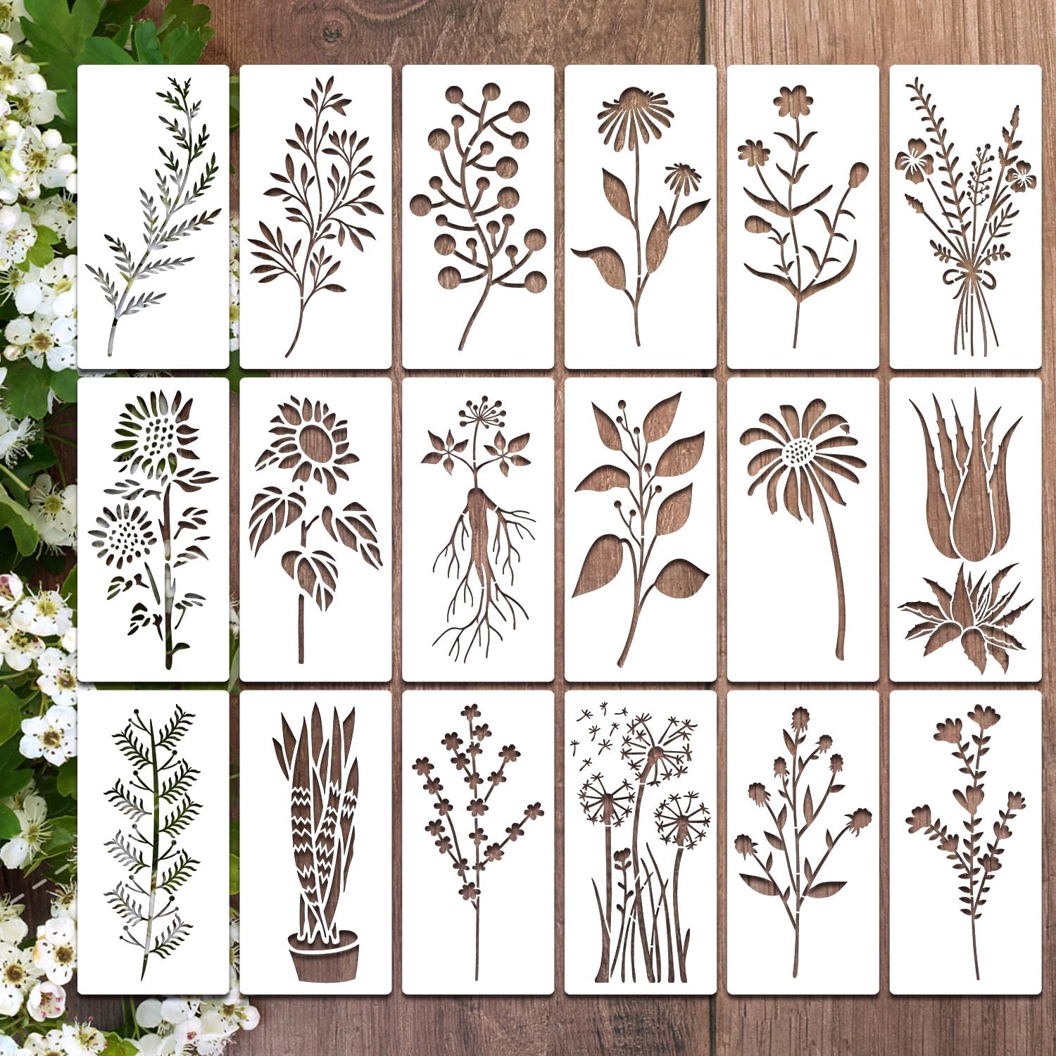 Amazon.com : 23 Sets Wildflower Stencils, Plant Flowers Stencils Mixed ...