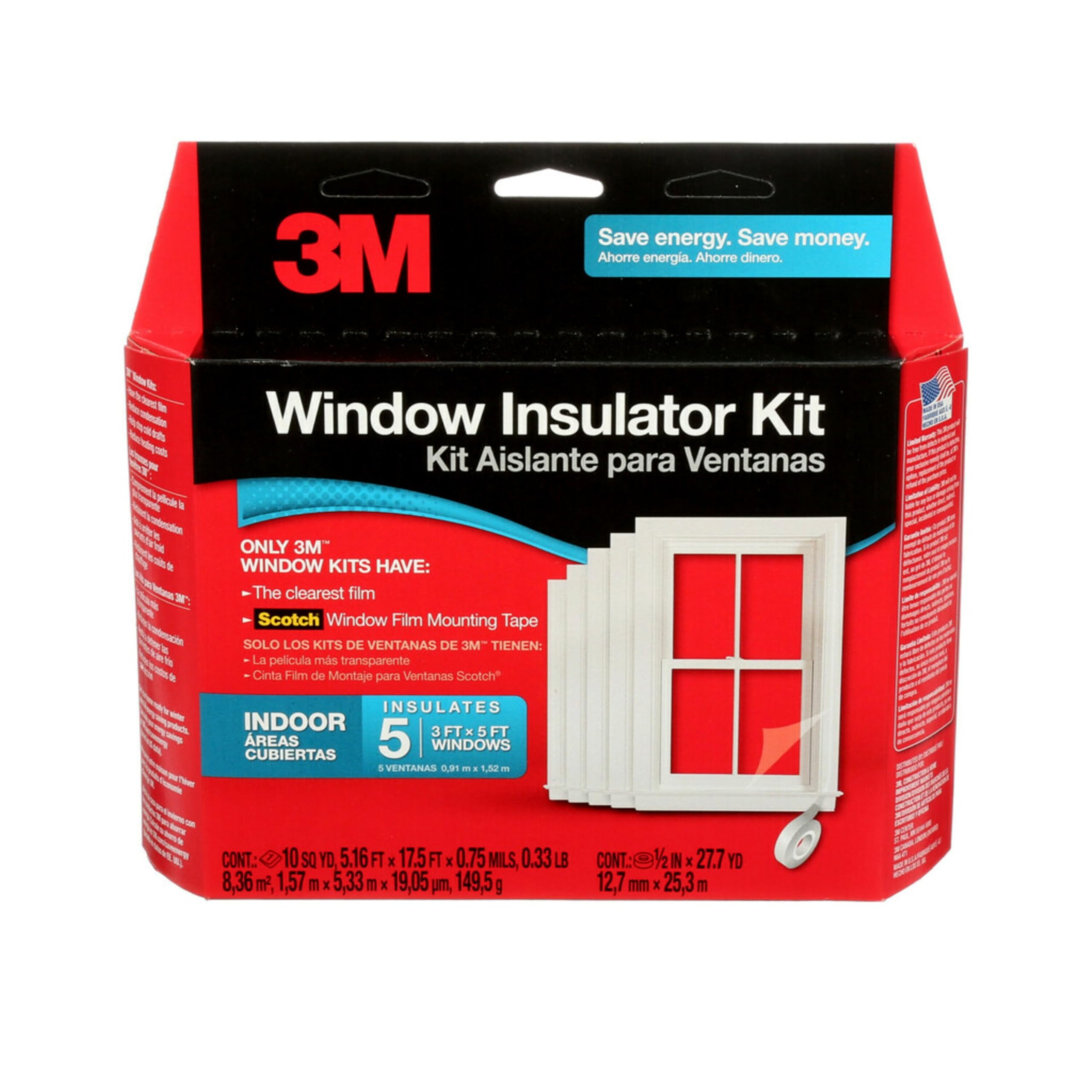 3M Indoor Window Insulation, Insulator Kit for 5 Windows 3ft x 5ft ...