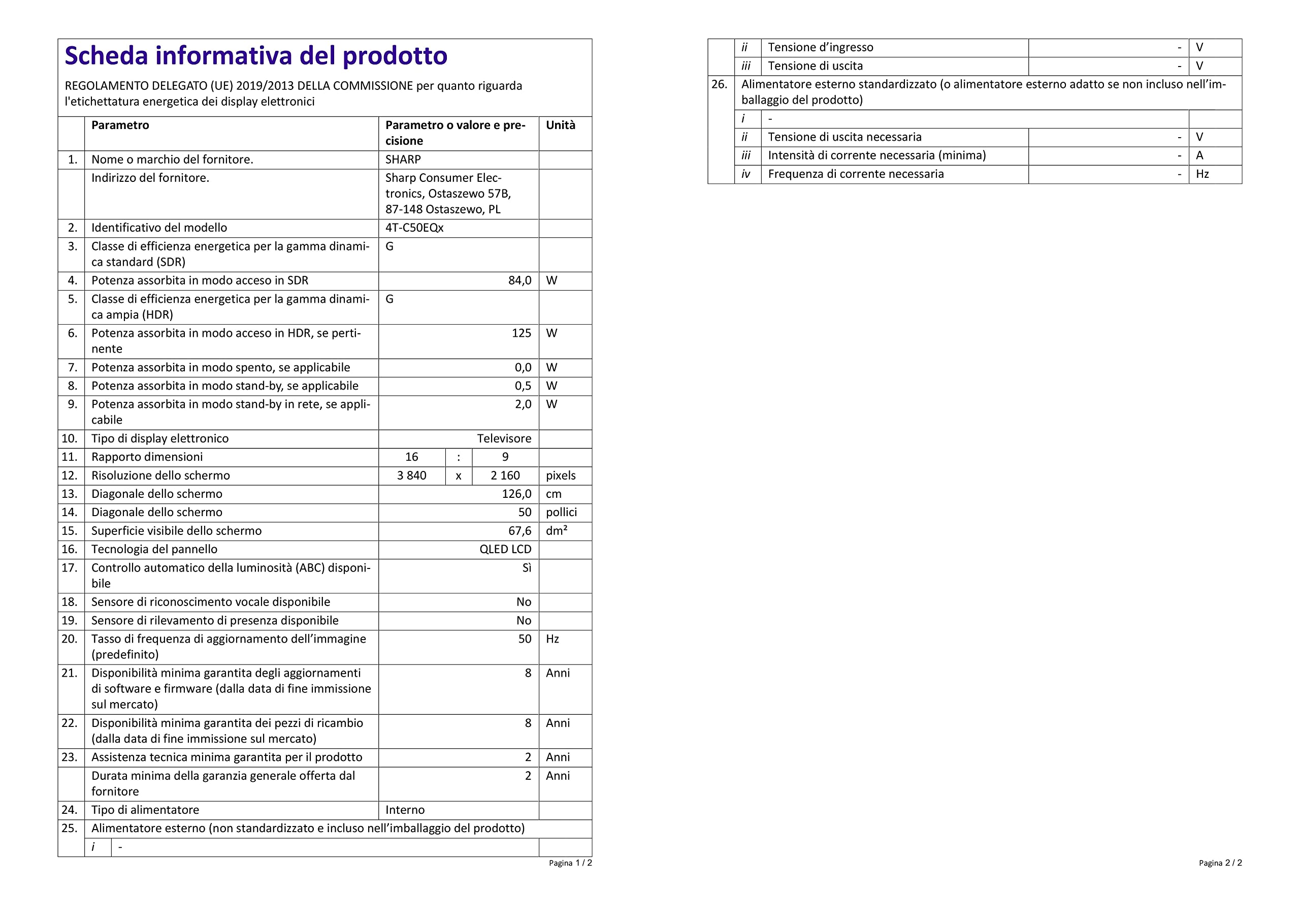 Sharp Aquos 55FN6EA, 55" LED Smart TV 4K UHD Android 11, DVB-T2/S2 ...