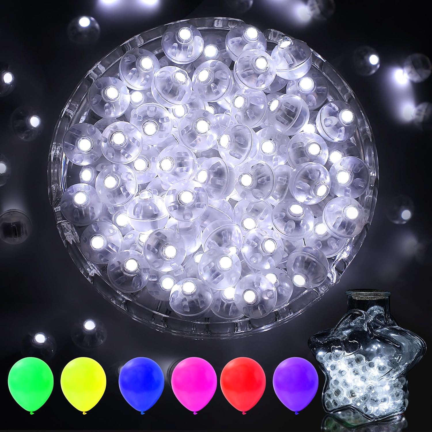 Amazon.com: AIKEI 100pcs LED Balloon Lights, Cool White Mini Round ...