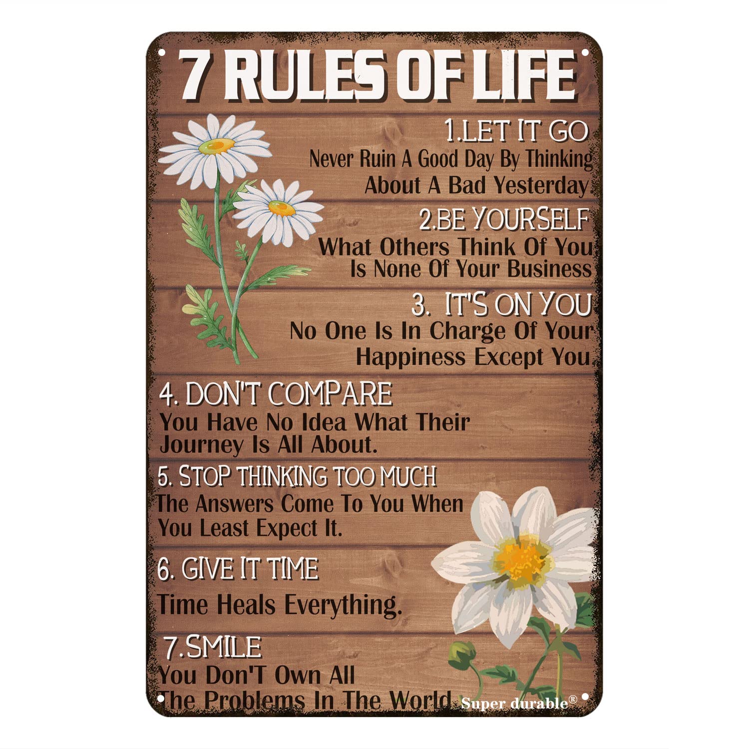 Amazon.com: Motivational Metal Sign 7 Rules of Life Inspirational Decor ...