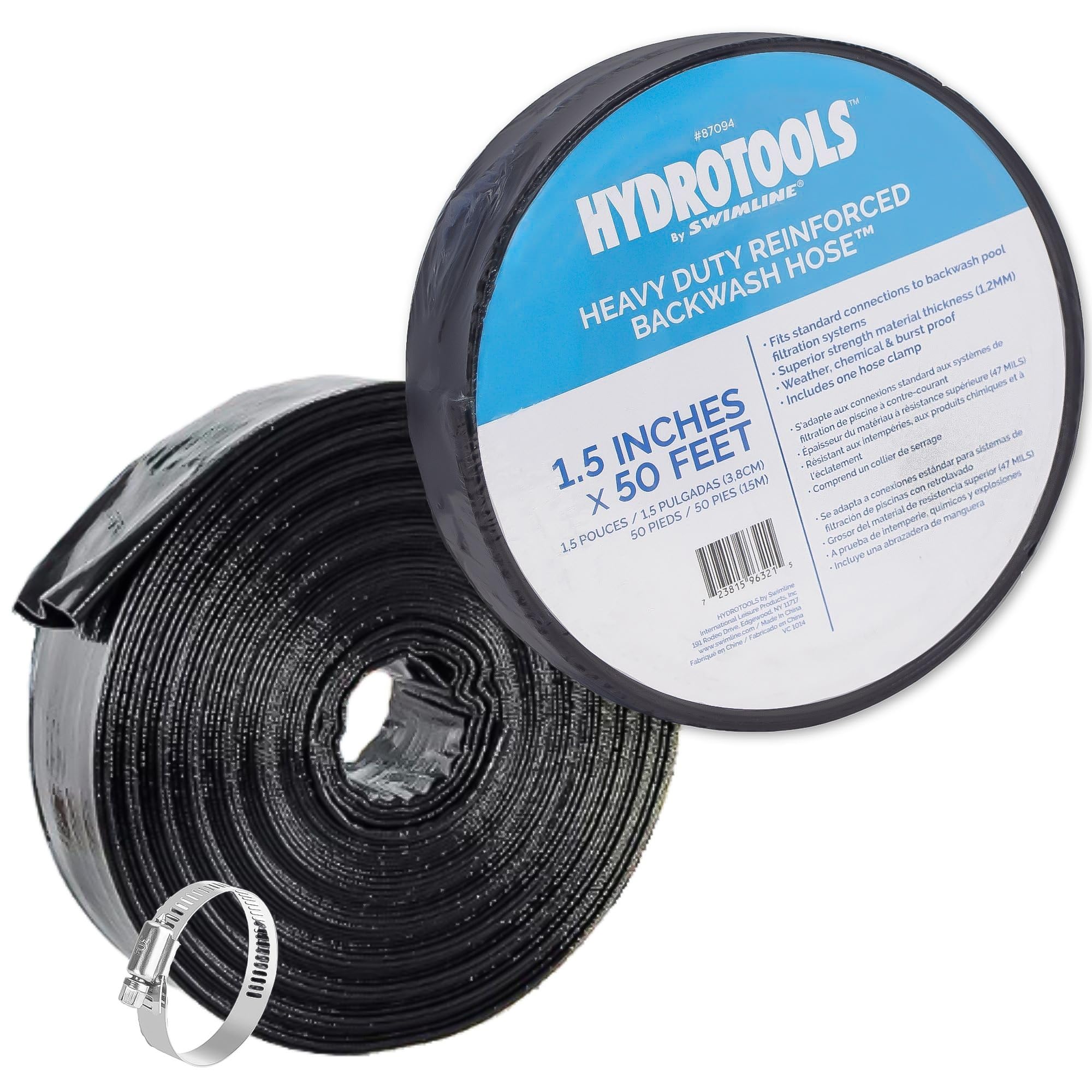 SWIMLINE HYDROTOOLS Pool Backwash Drain Hose W/Clamp for Pools ...