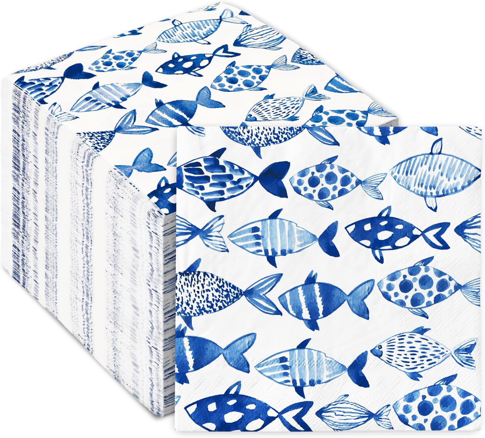Amazon.com: AnyDesign 80Pcs Fish Paper Napkins Watercolor Sea Ocean ...