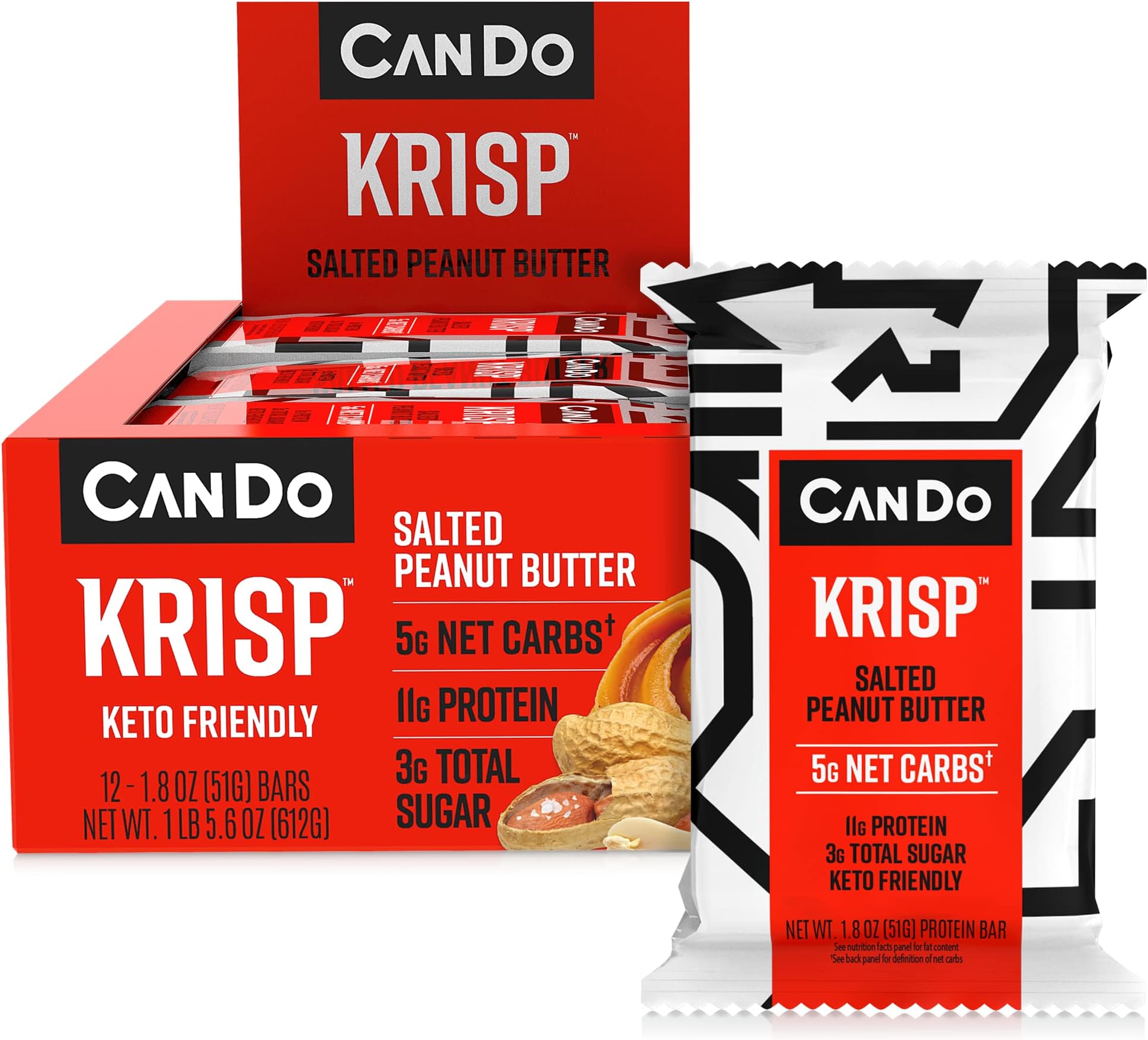 Amazon.com : Keto Krisp Salted Peanut Butter Bar, 12 Pack, 21.6 Ounce ...