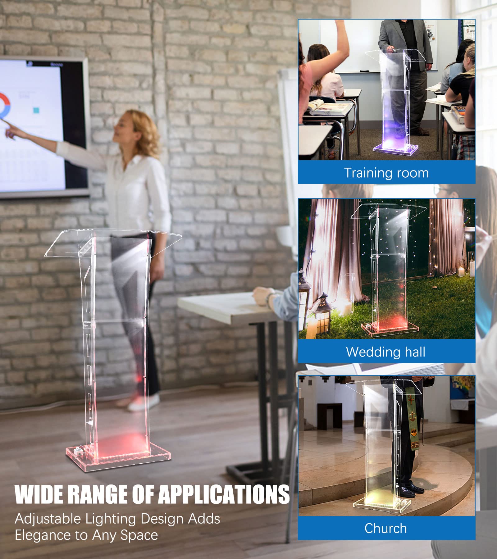 LIBOOI Pulpits for Churches, Acrylic Podium Stand Lectern Reception ...