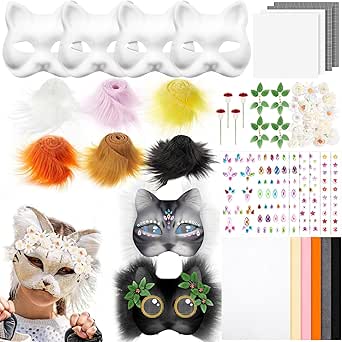 Amazon.com: Hbbgdiy Furry Mask Kit, 4Pcs Cat Mask with Wool Strips ...