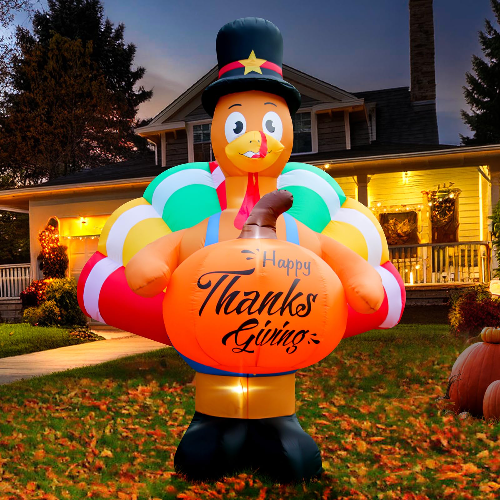 Amazon.com: 8 FT Thanksgiving Inflatables Turkey Decor, Blow Up Turkey ...