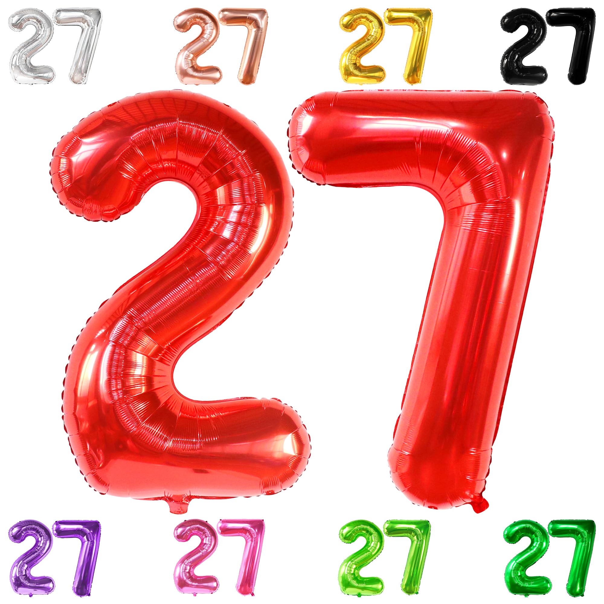 Amazon.com: KatchOn, Huge Red 27 Balloon Numbers - 40 Inch | 27 Red ...