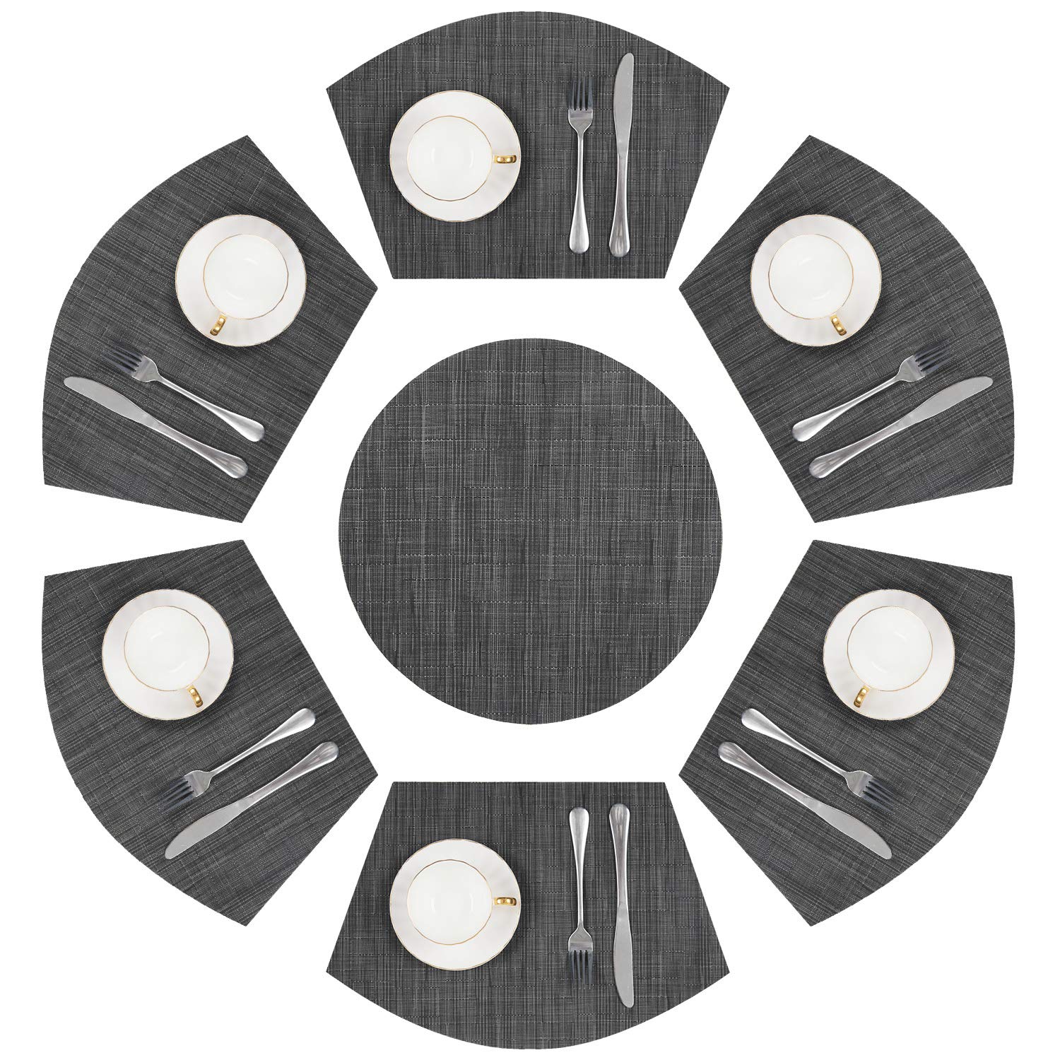 Amazon.com: SHACOS Round Table Placemats Set of 7 Wedge Shaped Place ...