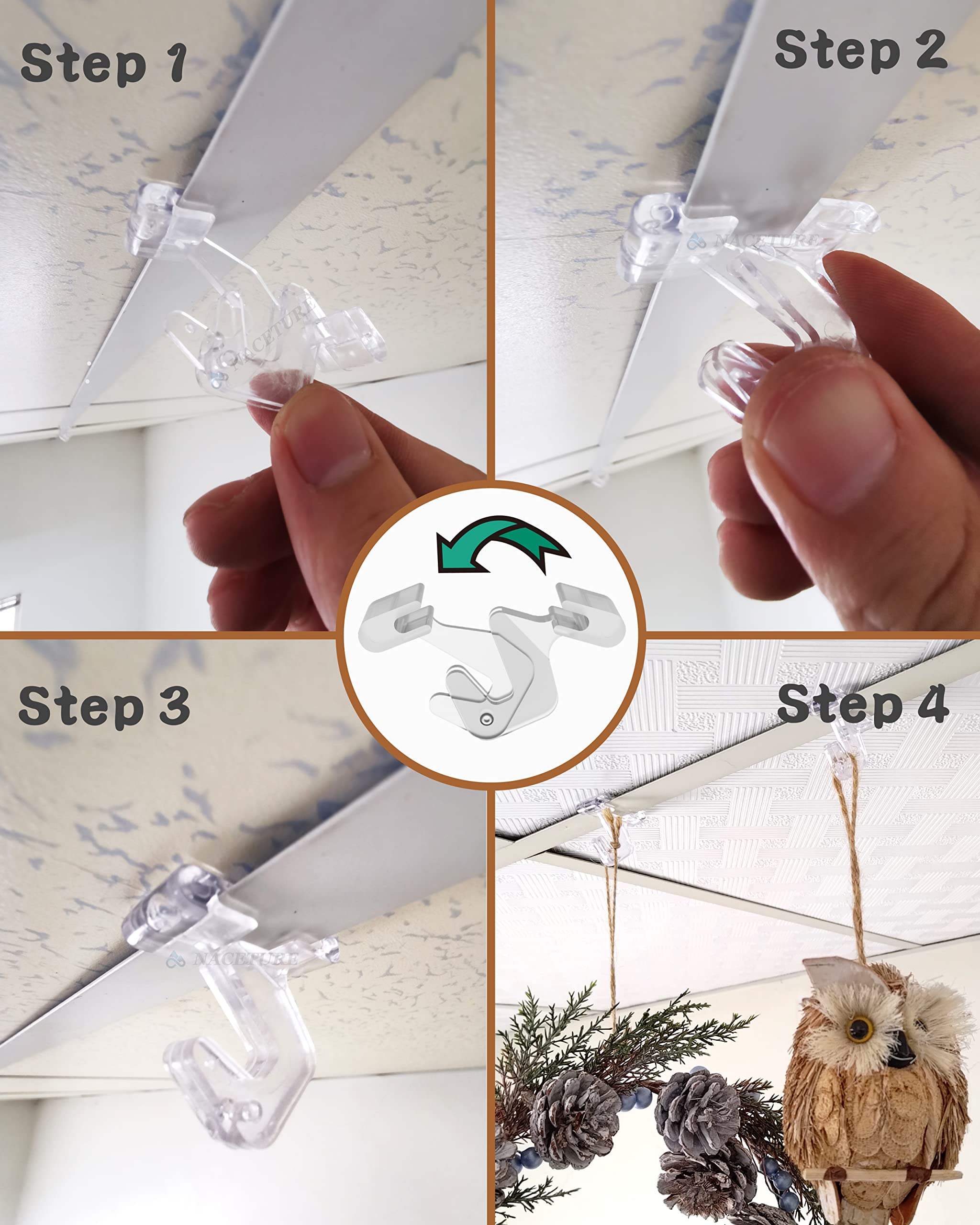 Snapklik.com : Clear Drop Ceiling Hooks Classroom Decorations - 50 Pack ...