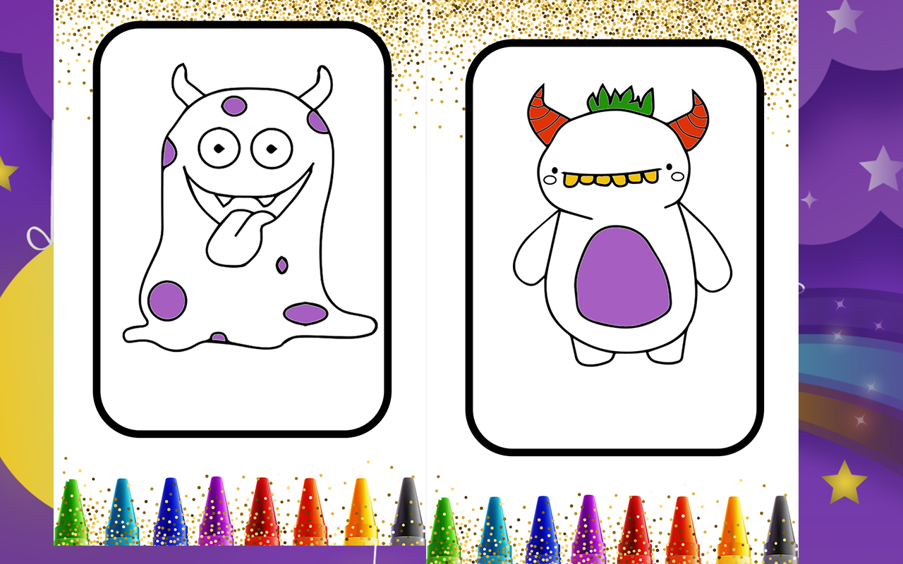 Glitter Cute Monster Coloring Book : Cute coloring book for kids,Great ...