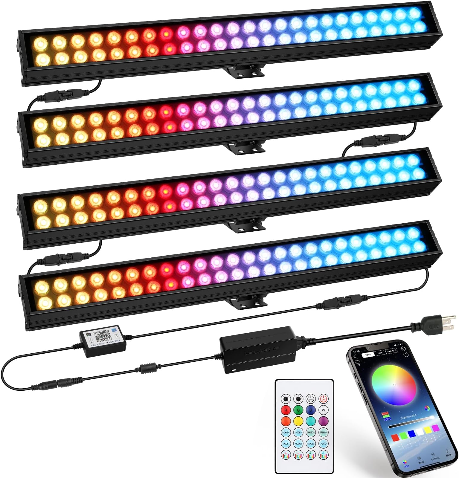 Amazon.com: LED Stage Wash Light Bar - 192LEDs 16" 35W DJ Light Bar APP ...