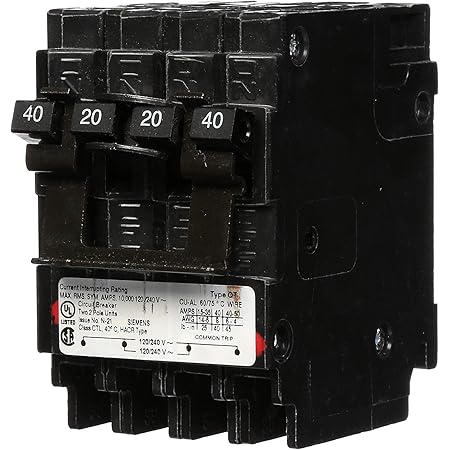 Siemens Q24020CT2 One 20-Amp One 40-Amp Double Pole Circuit Breaker ...