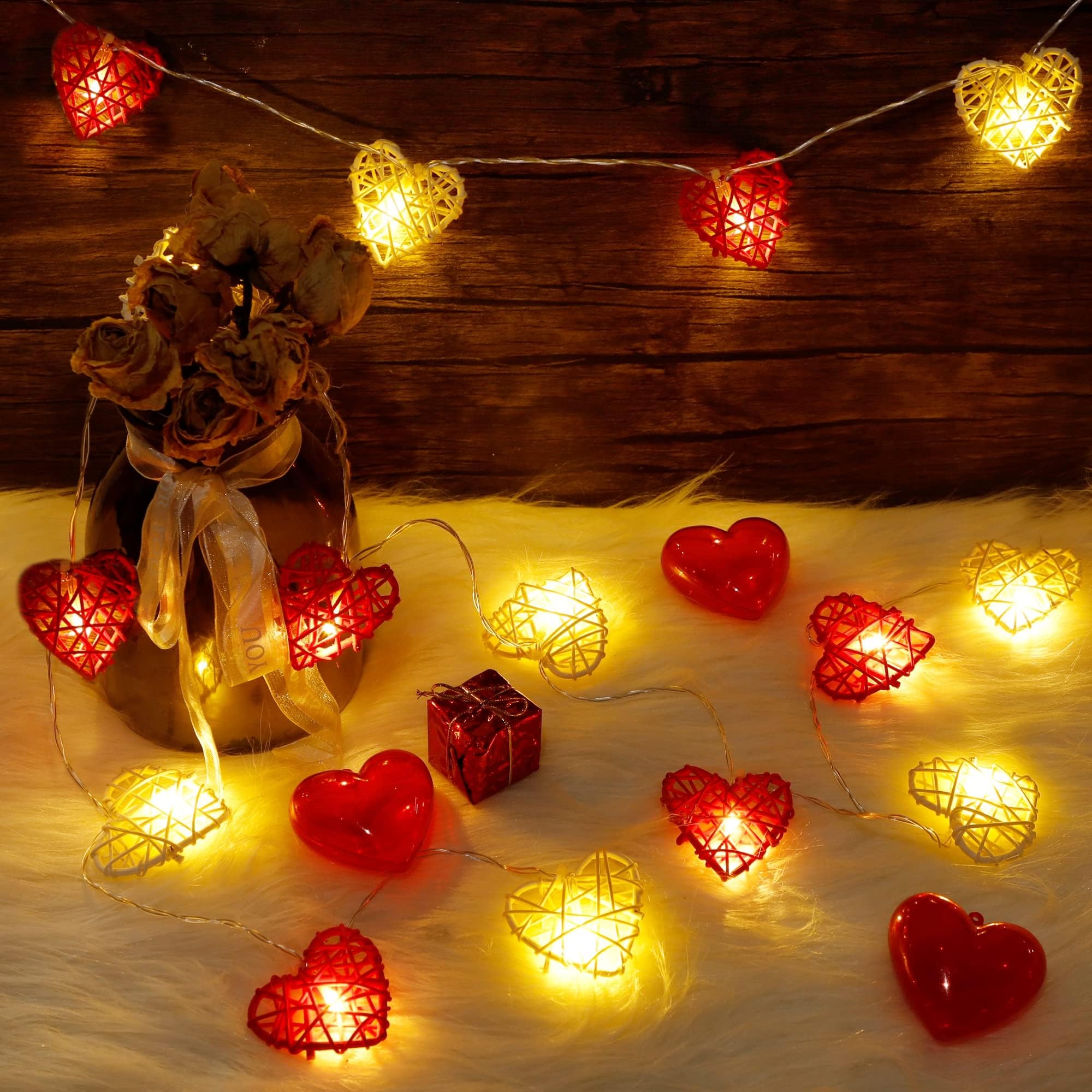 Amazon.com: 10ft 20 LED Pink Heart String Lights, Christmas / Valentine ...
