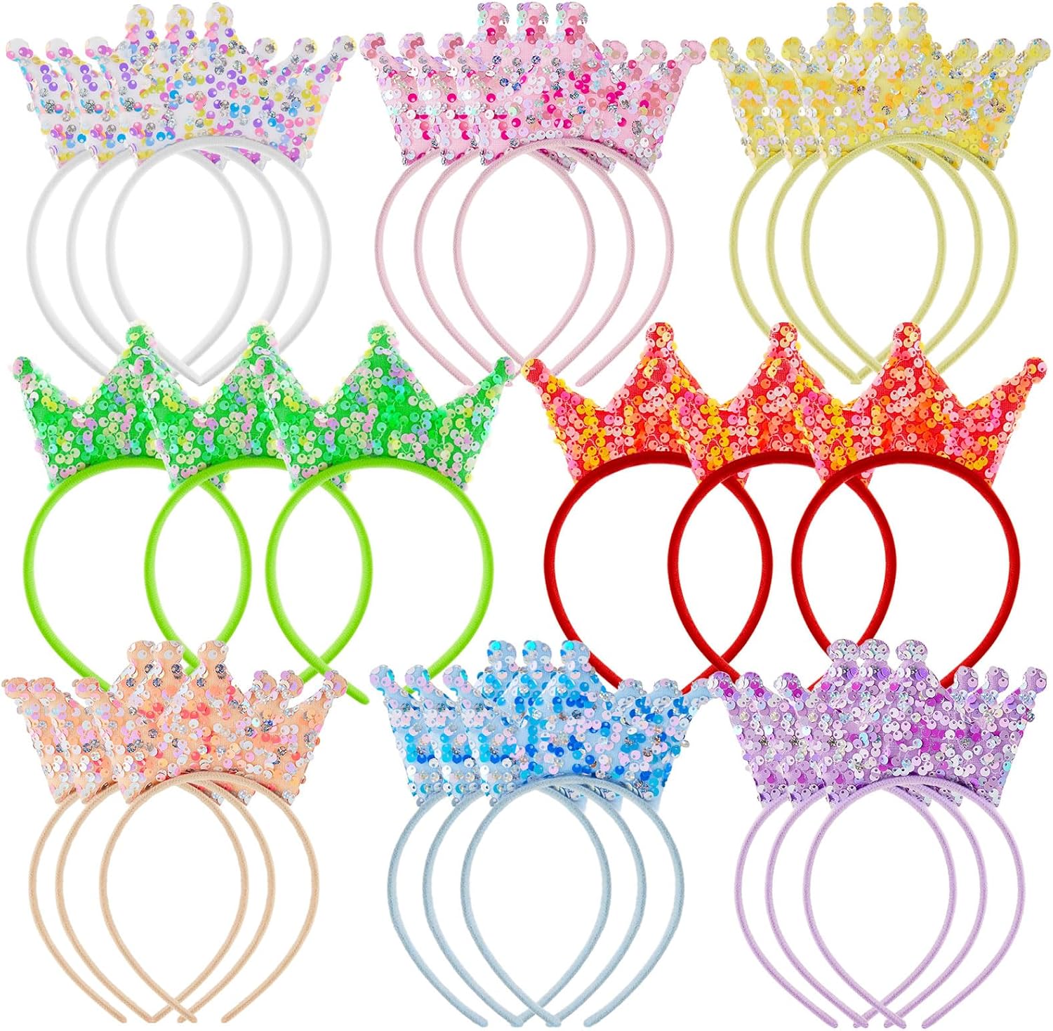 Jenaai 24 Packs Princess Crowns Headband Glitter Headbands Crown Party ...