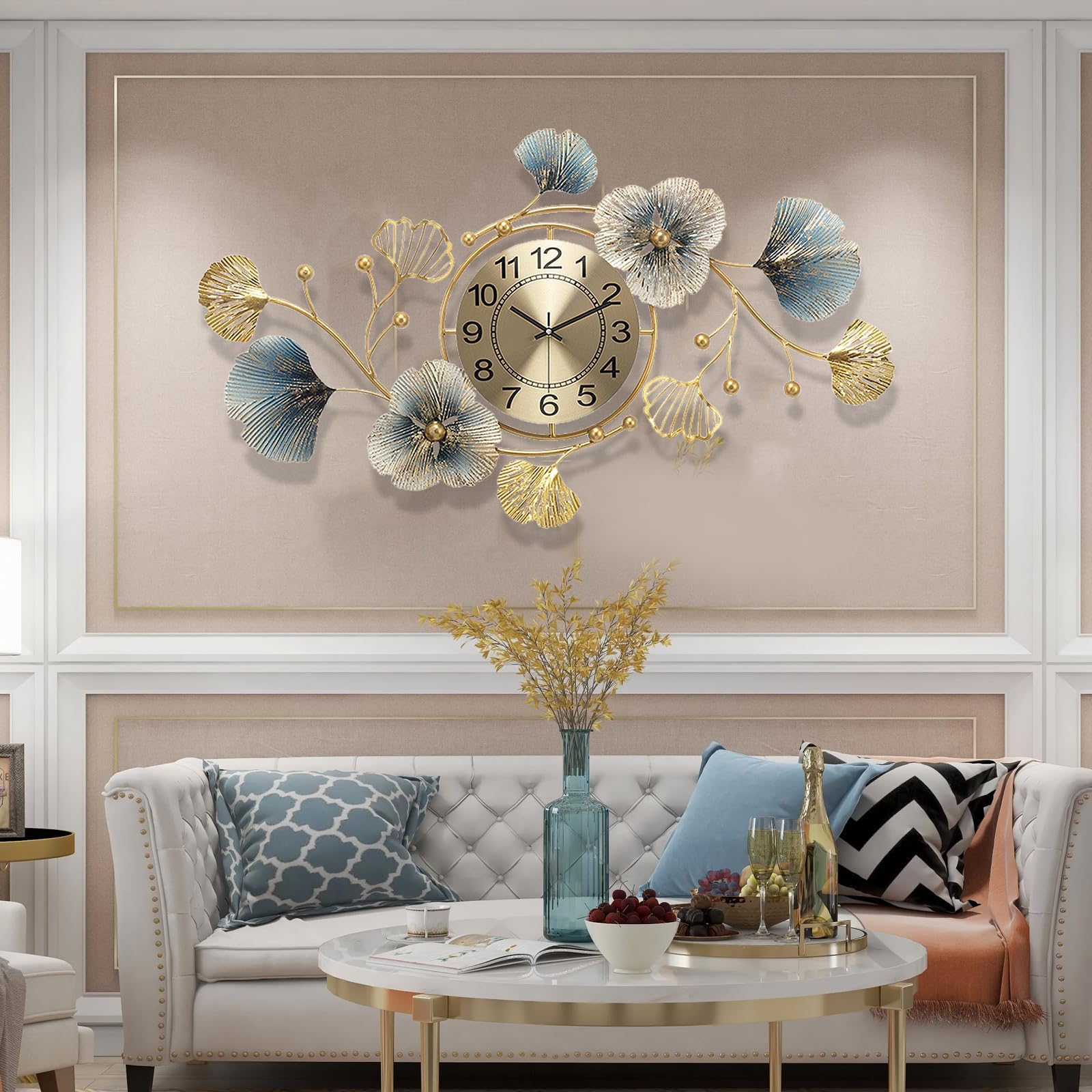 Amazon.com: SanBouSi 29.5" Large Peacock Wall Clock Crystal Decor, 3D ...