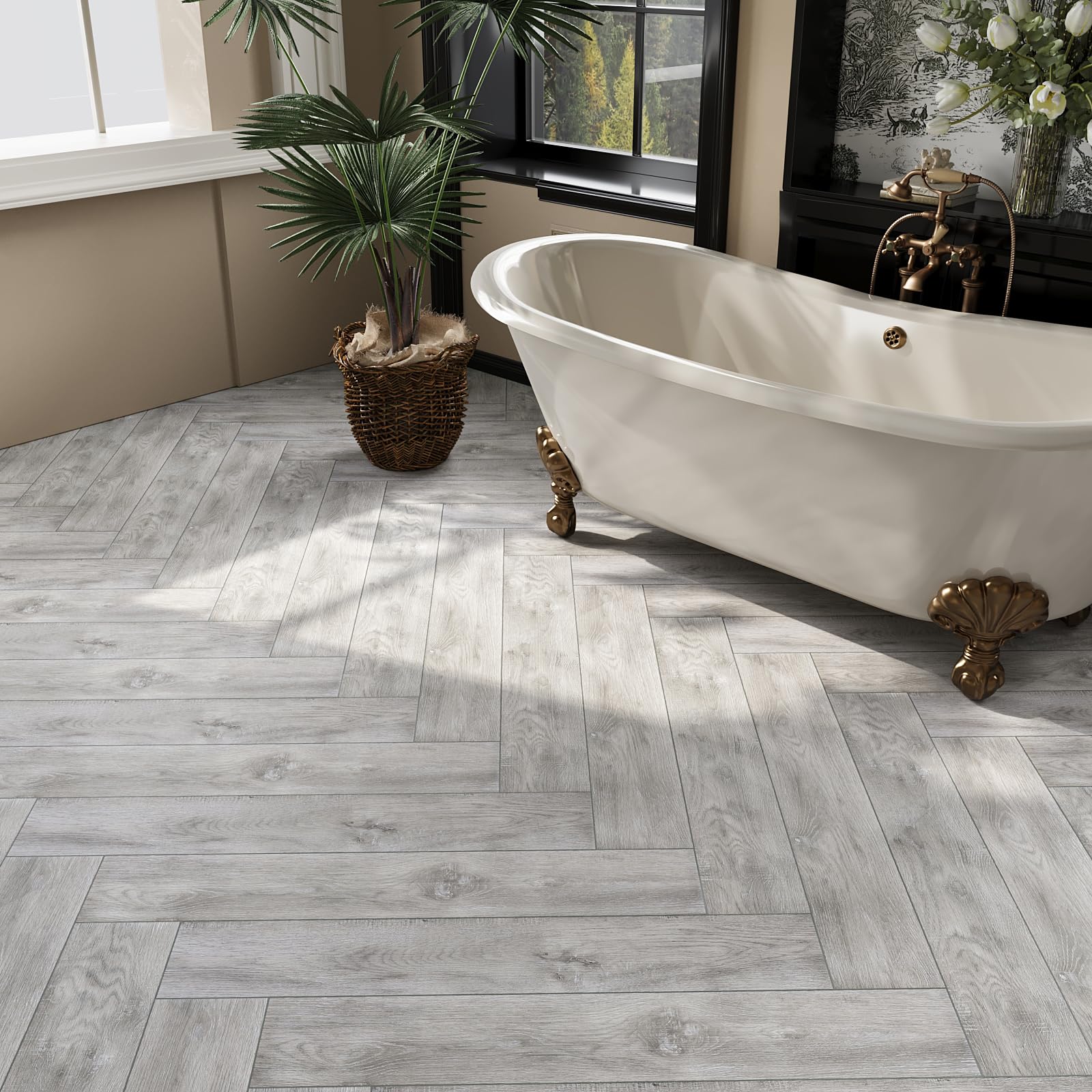 Ash Light Gray Vinyl Plank Flooring COREtec Soft Step Premium 01024
